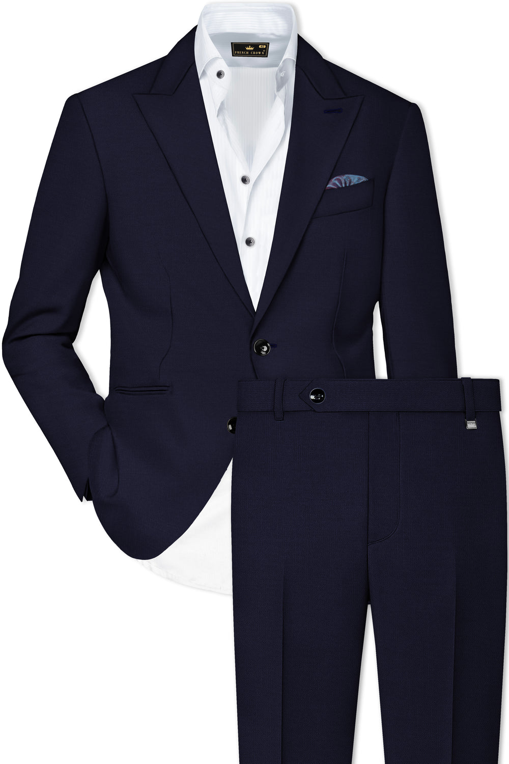 Haiti Blue Textured Premium Terry Rayon Single-Breasted-Suits for Men.