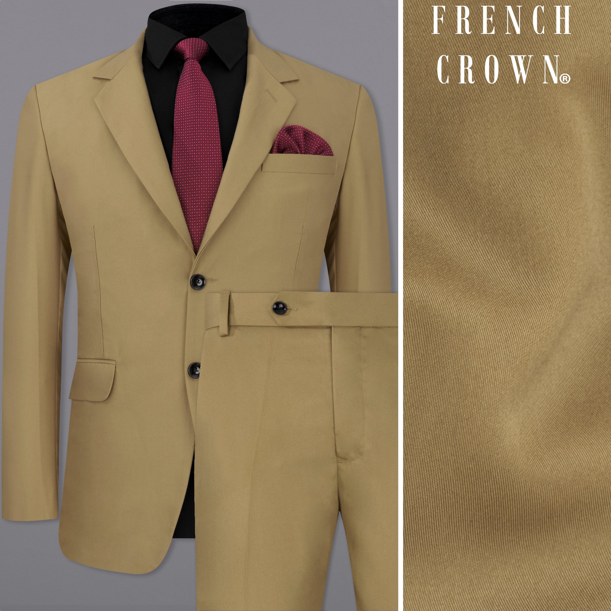 Clay Creek Brown Plain-Solid Premium Terry-Rayon Single-Breasted-Suits ...