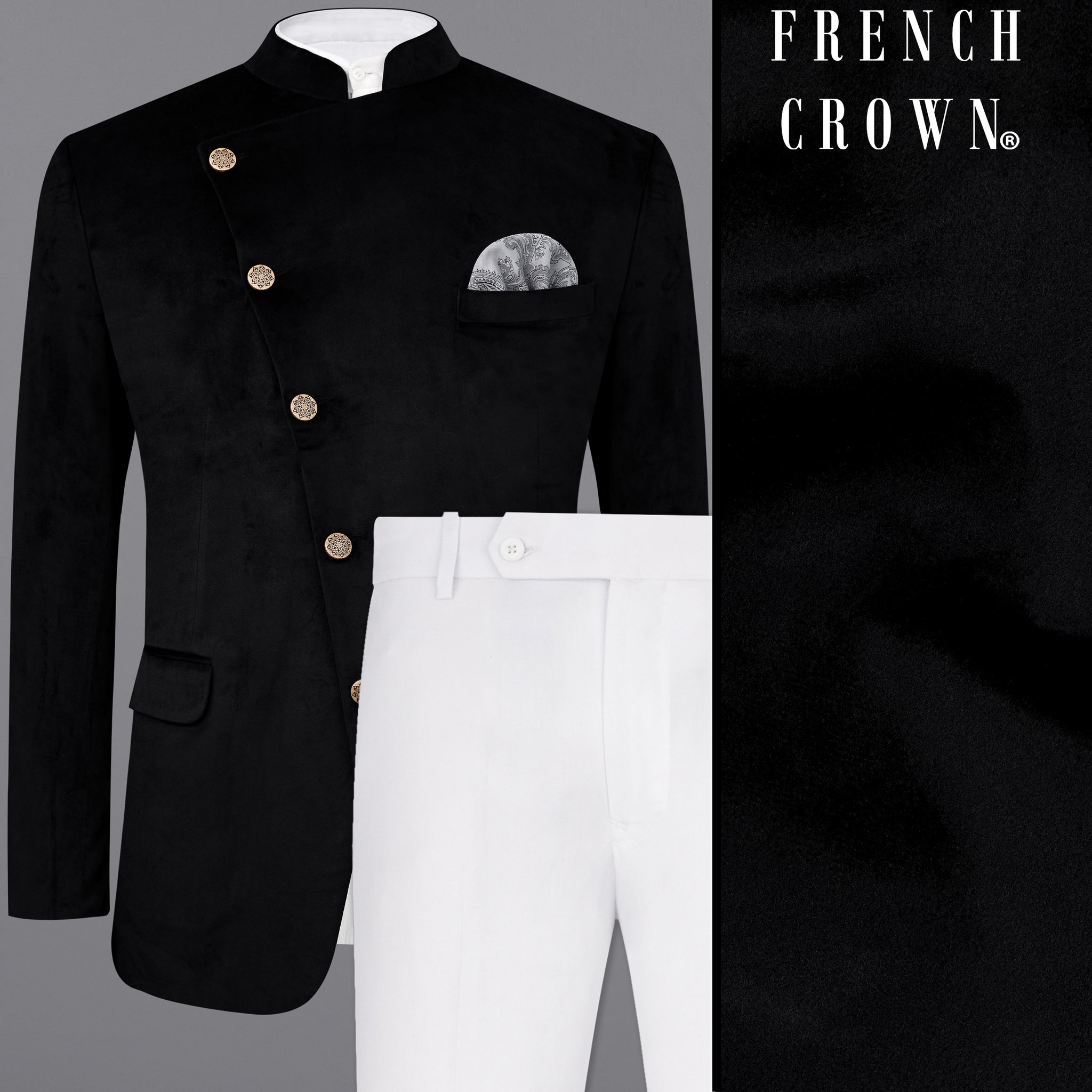 Jade Black Textured Premium Bandhgala/Jodhpuri Suits for Men.
