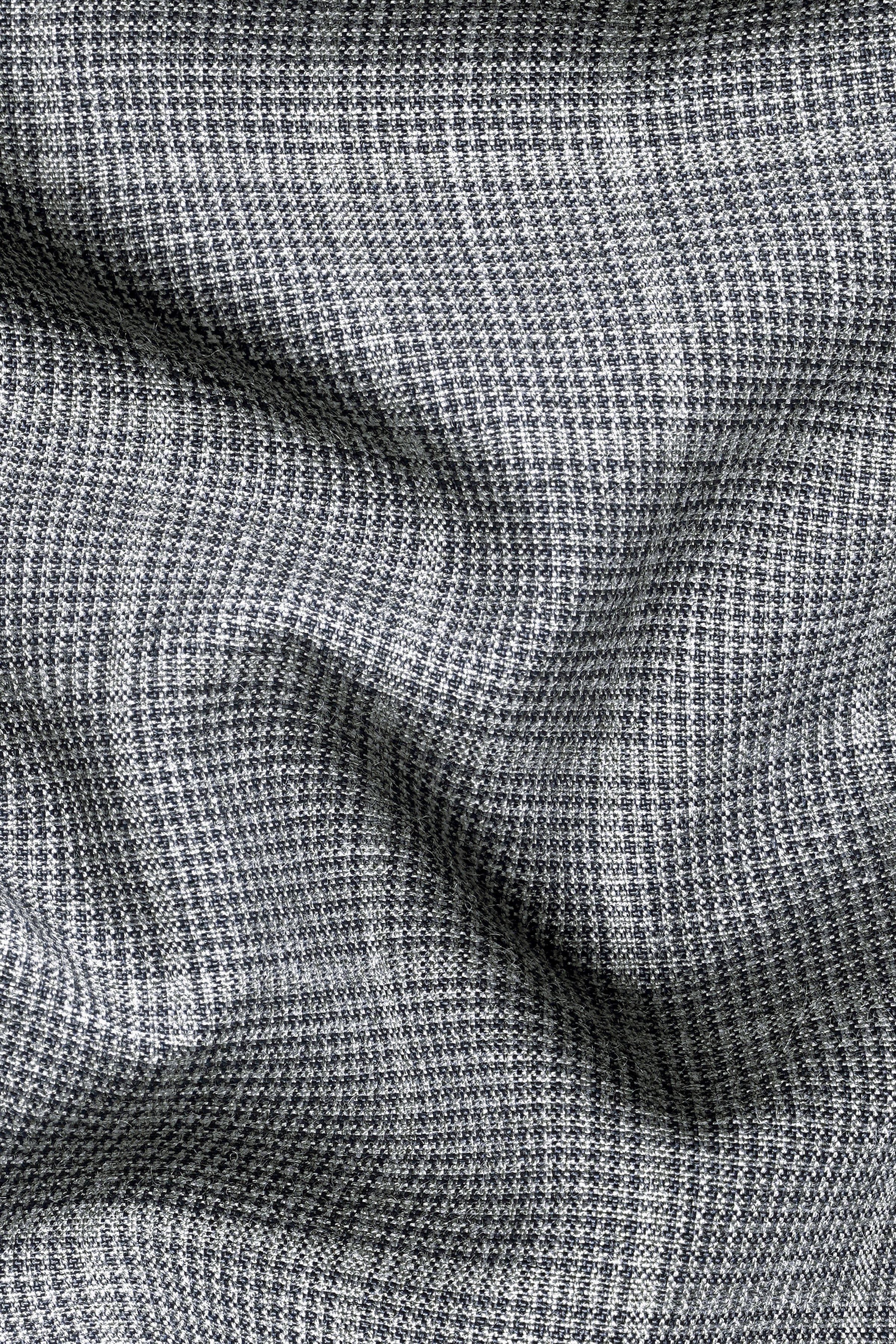 Boulder Gray Checks-Plaid Premium Wool Blend Single Breasted Suit For Men.