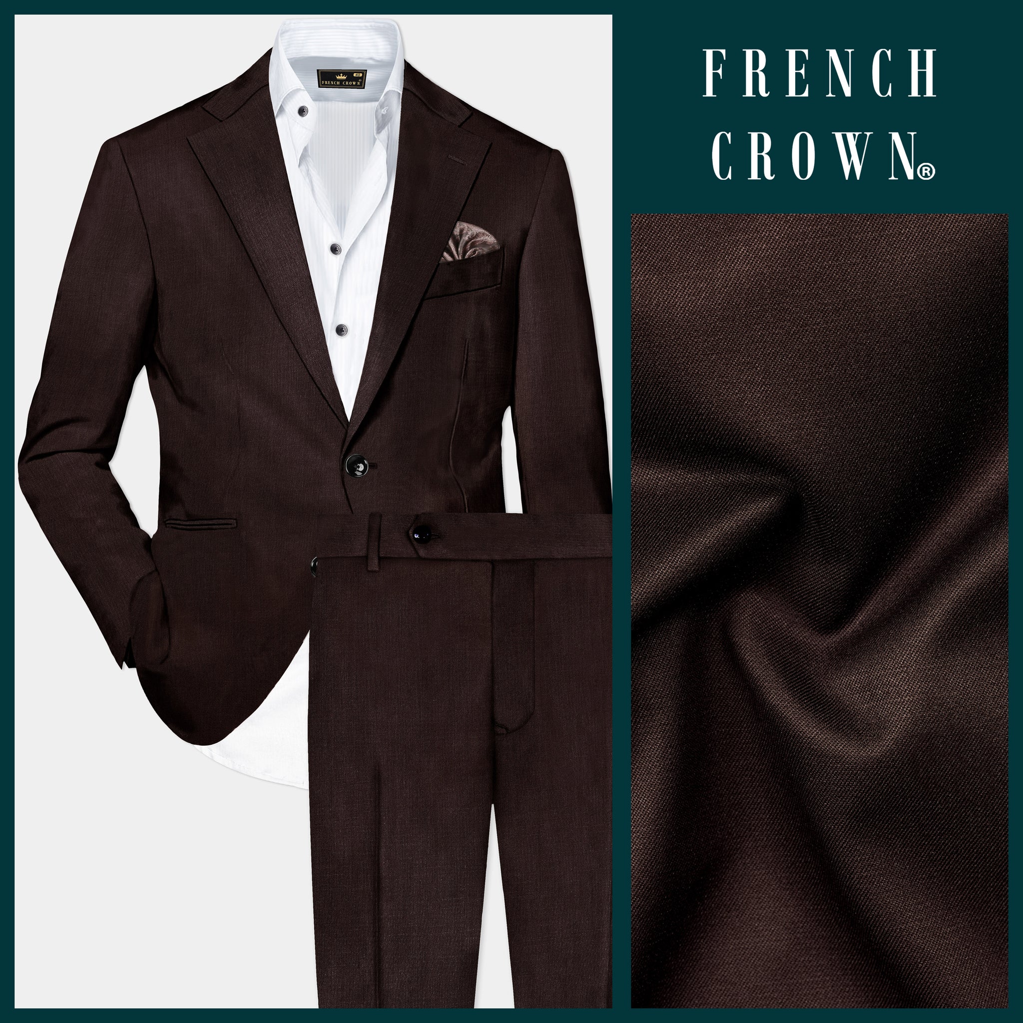Espresso-Hickory Brown Plaid Solid Premium Wool Rich Single Breasted ...