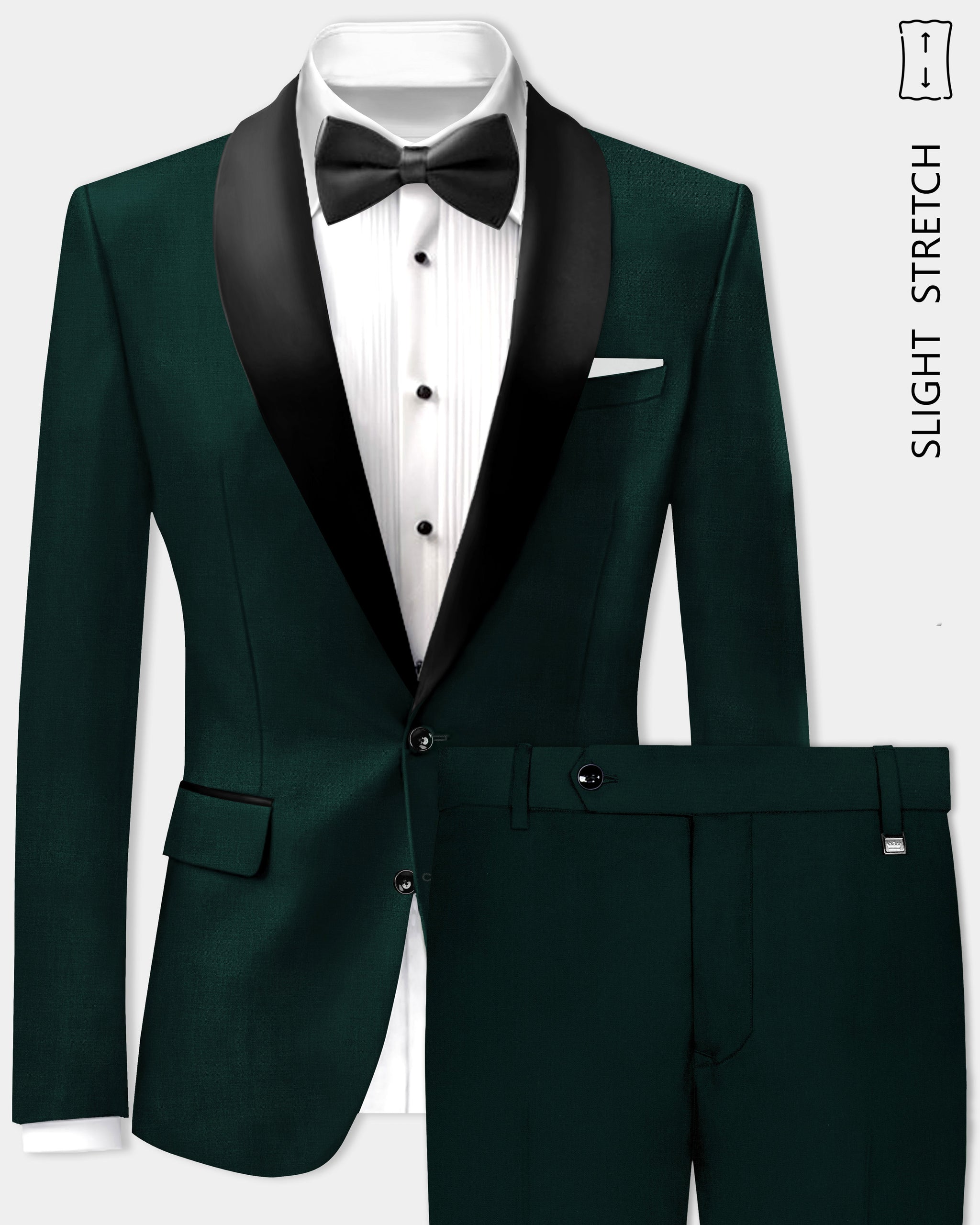Emerald-Zucchini Green Solid Premium Wool Rich Tuxedo-Suit for Men.