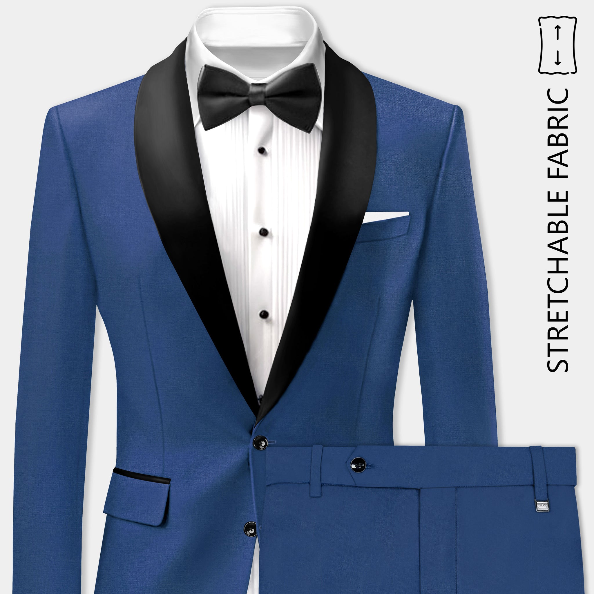 Cerulean Elite-Cobalt Blue Solid Premium Wool Rich Tuxedo-Suit for Men.