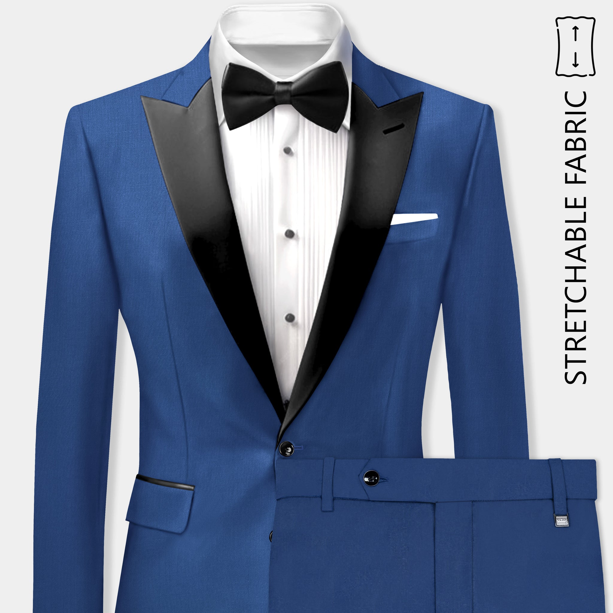 Cerulean Elite-Cobalt Blue Solid Premium Wool Rich Tuxedo-Suit for Men.