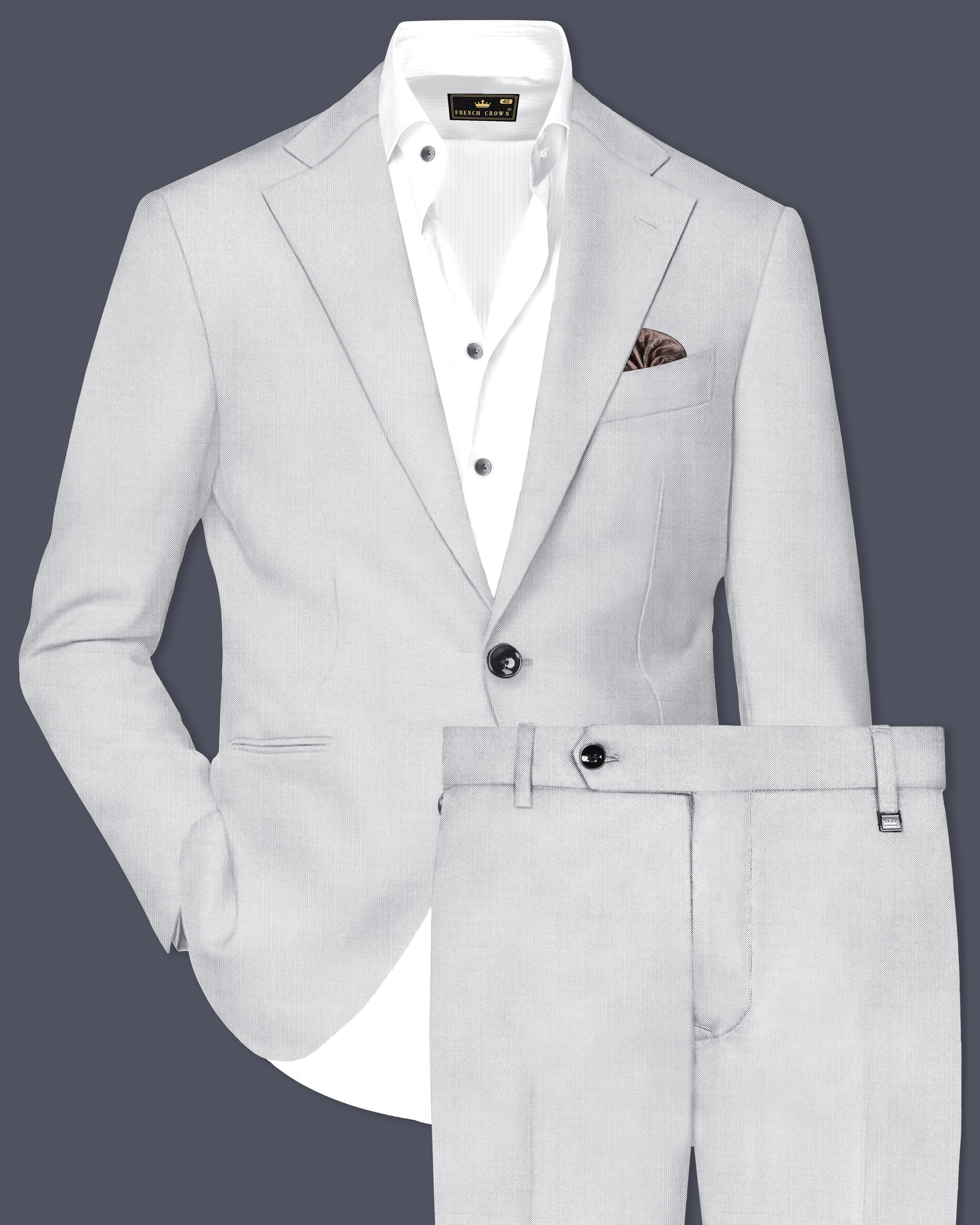 Granite-Alto Gray Solid Premium Wool Rich Single Breasted Suit For Men.