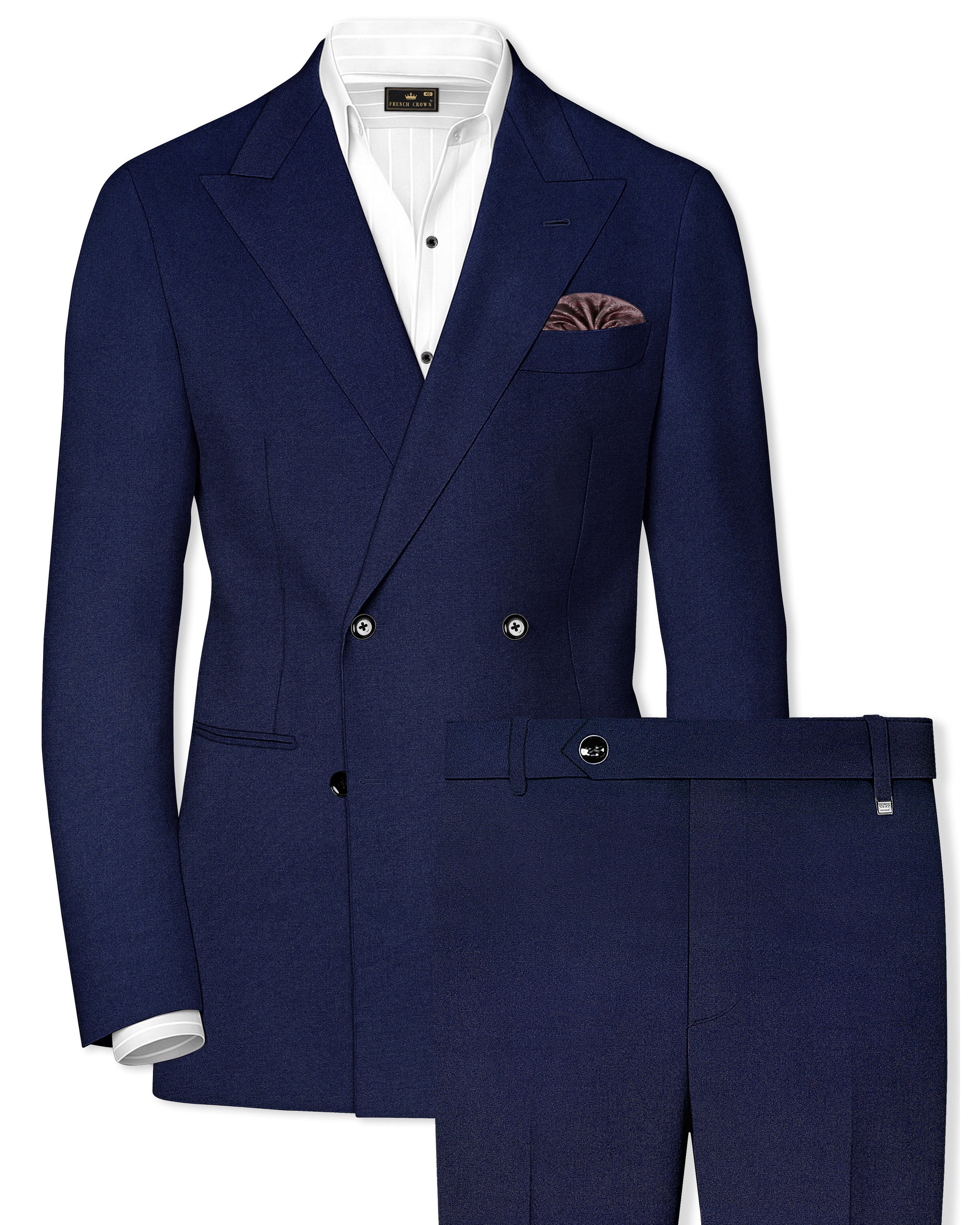 Flyvire-Firefly Blue Wool Solid Premium Wool Rich Double Breasted Suit ...