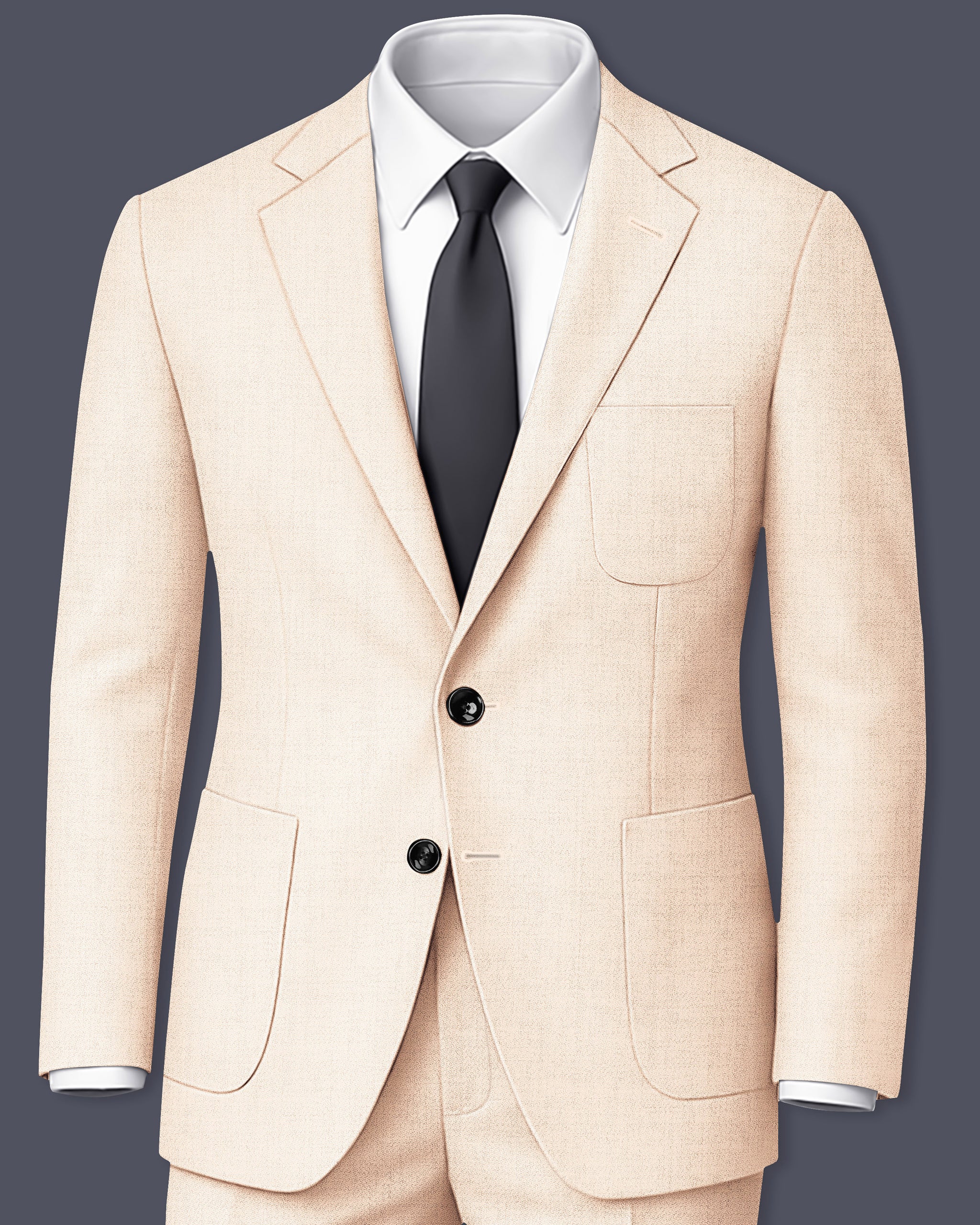 Velour-Derby Cream Textured Premium Wool Rich Single Breasted Suit For Men.