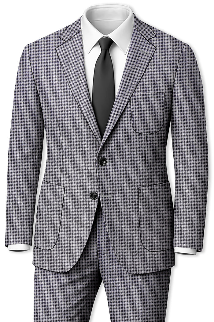 Graphite-Metallic Gray And Tuatara Gingham Checks Plaid Premium Wool ...