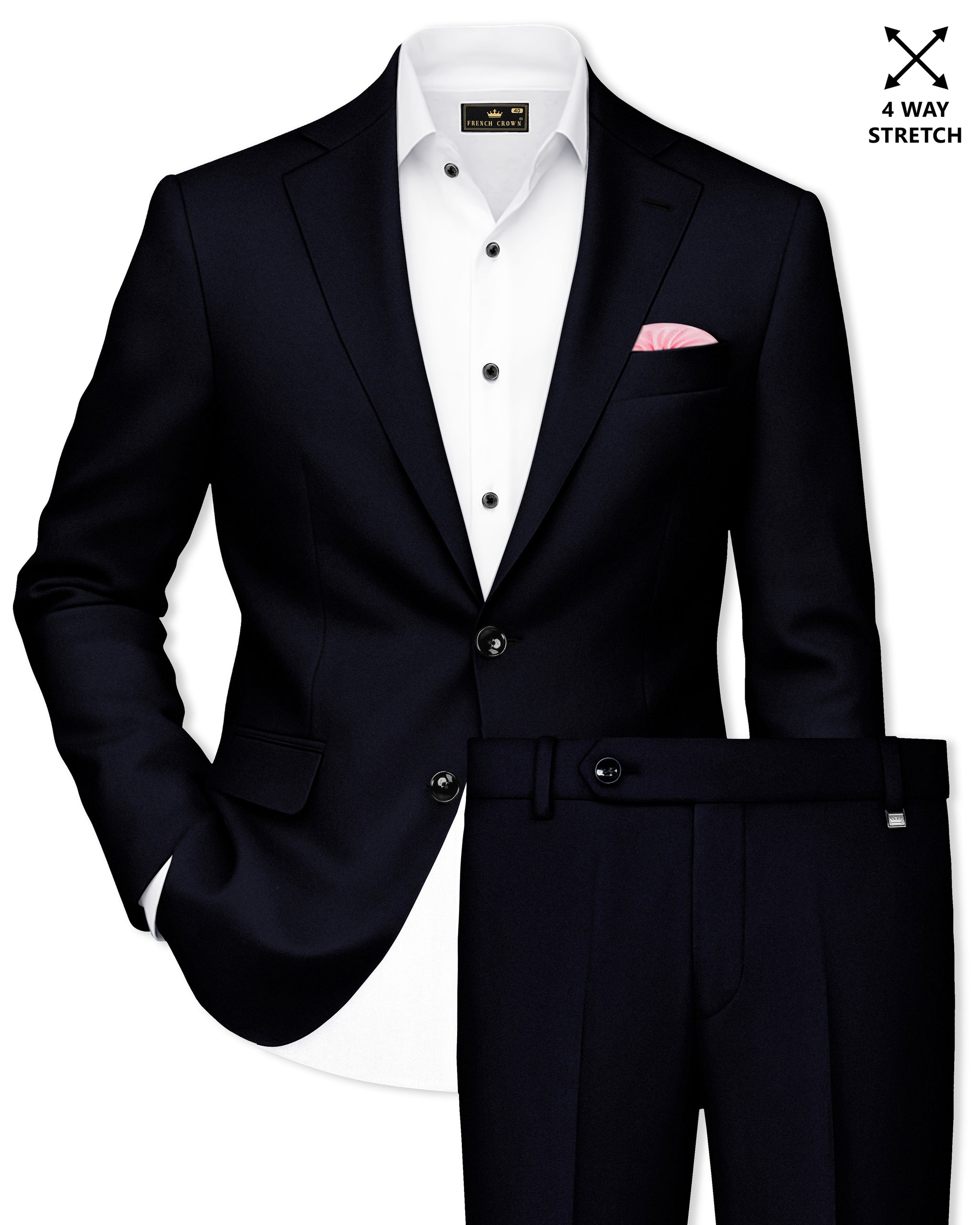 Aozora-Japanese Marine Blue 4-Way Stretch Wrinkle-Free Solid Premium ...