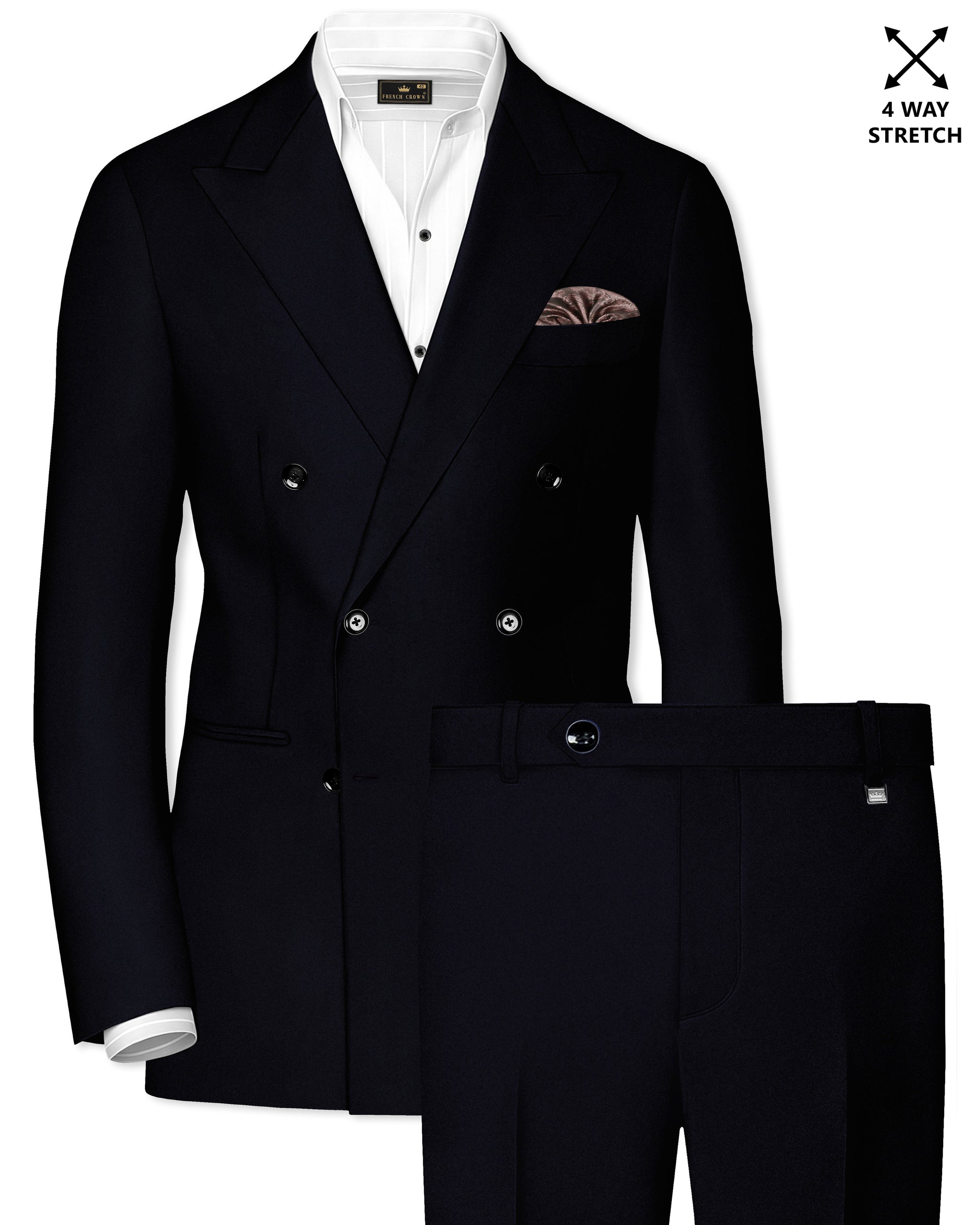 Aozora-Japanese Marine Blue 4-Way Stretch Wrinkle-Free Solid Premium ...