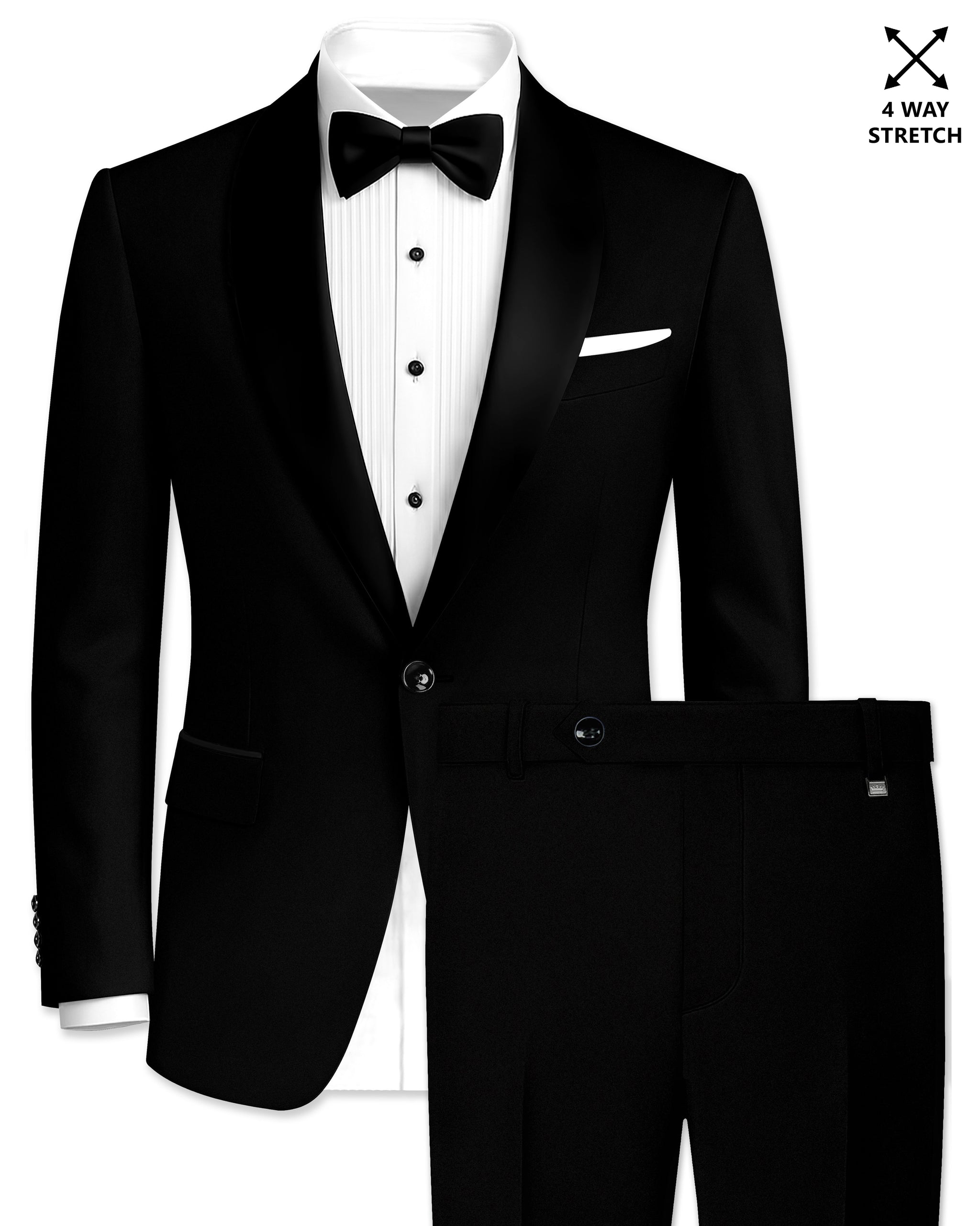 Kuro-Japanese Jade Black 4-Way Stretch Wrinkle-Free Solid Premium Wool ...