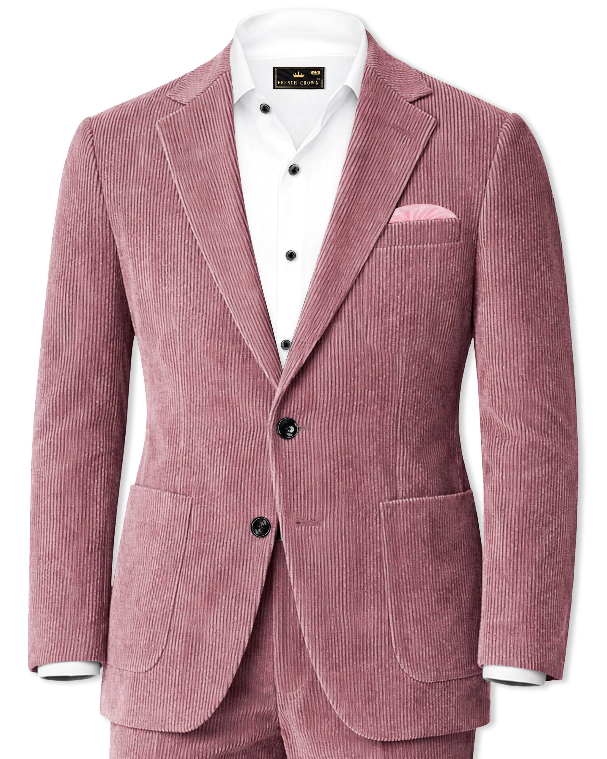 Petalux-Oriental Pink Textured Premium Corduroy Single Breasted Suit ...