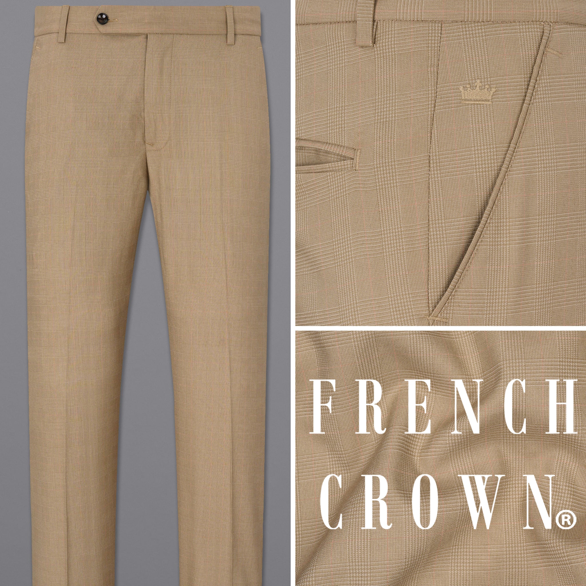 Sandrift Brown Checks-Plaid Regular Fit Terry Rayon Pants For Men