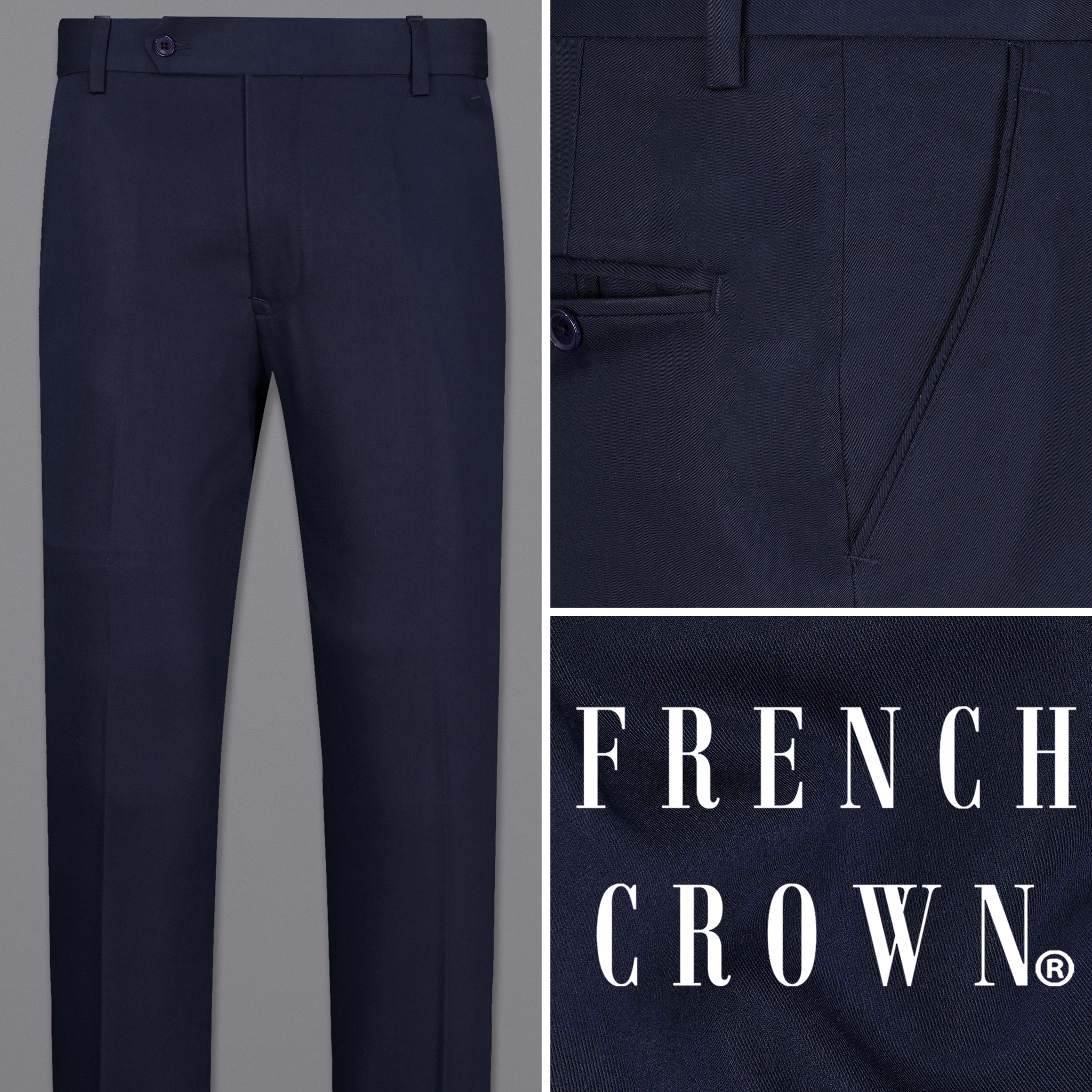 Midnight Blue Textured Regular Fit Terry Rayon Pant For Men