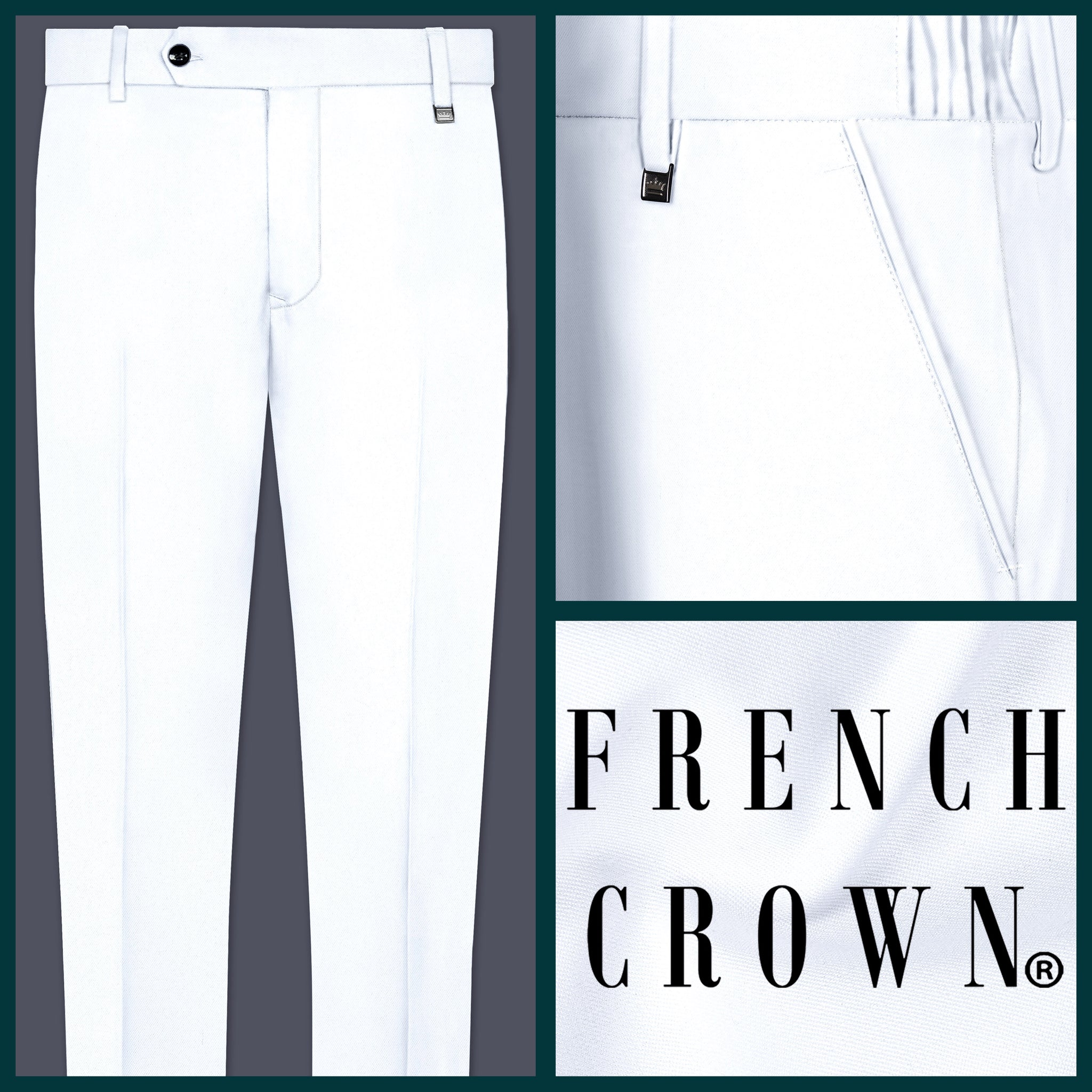Bright White Plain-Solid Regular Fit Terry Rayon Pant For Men