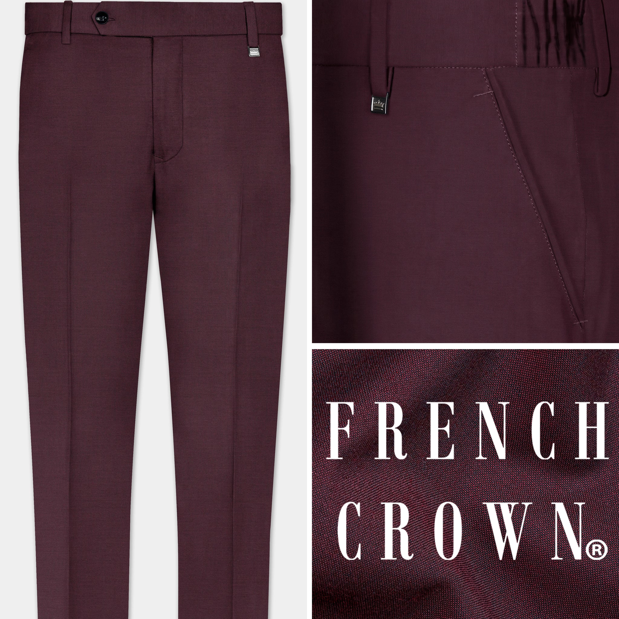 Matterhorn Maroon Textured Premium Wool-Blend Pant For Men