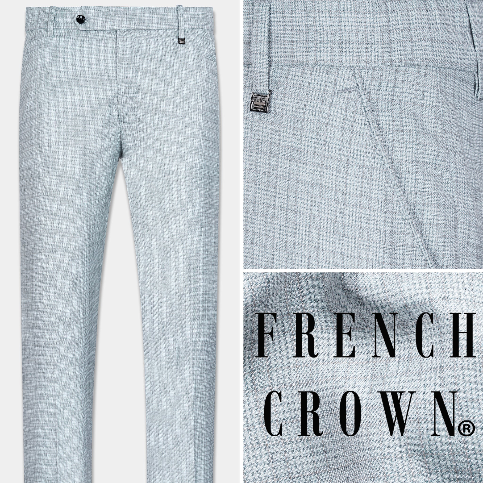 Tiara Gray Checks-Plaid Premium Wool-Blend Pant For Men
