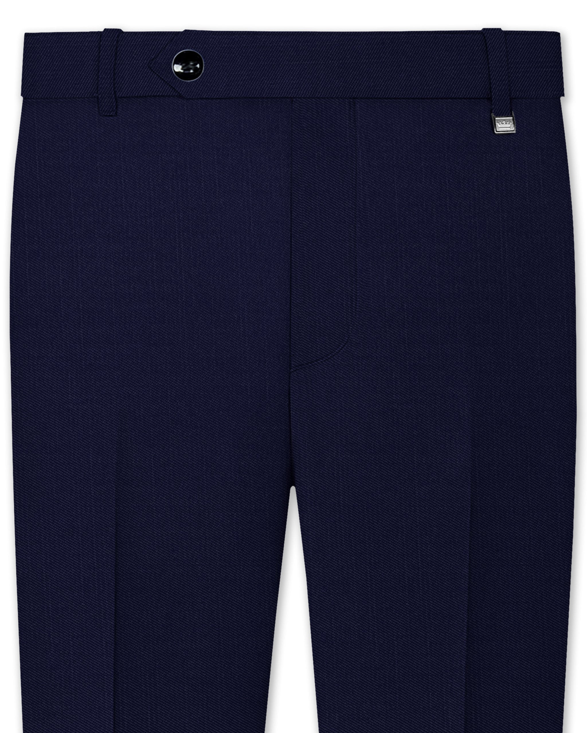 Cloud Burst Blue Plain-Solid Premium Wool Blend Pant For Men