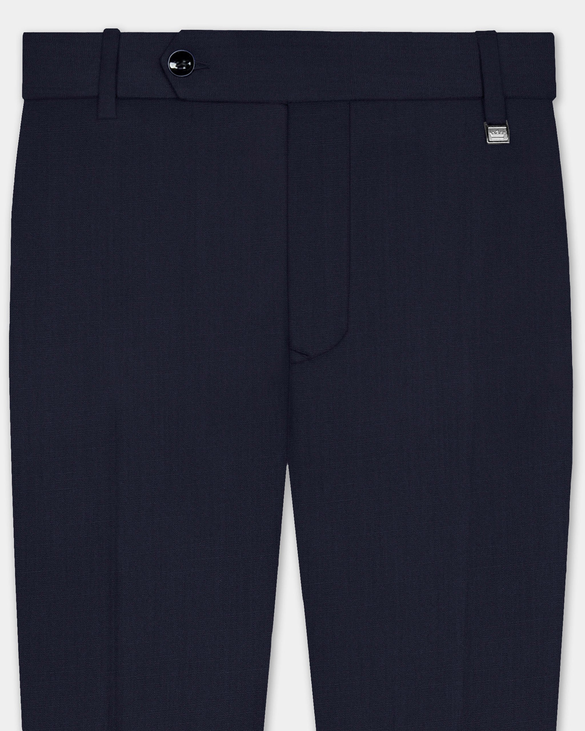 Vulcan Blue Solid Premium Wool Rich Pant For Men.