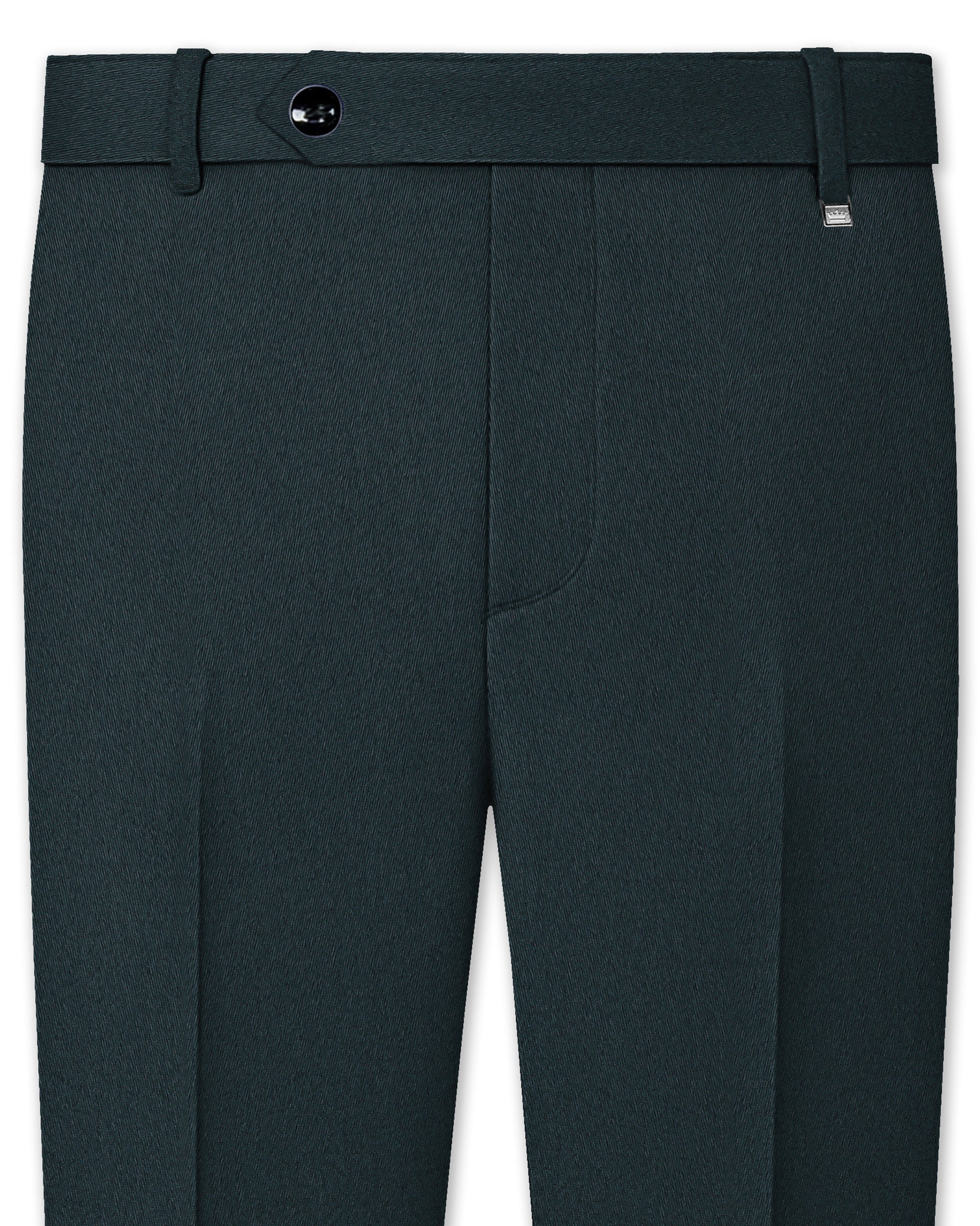 Virion-Aztec Green Plain-Solid Premium Wool Rich Pant For Men.
