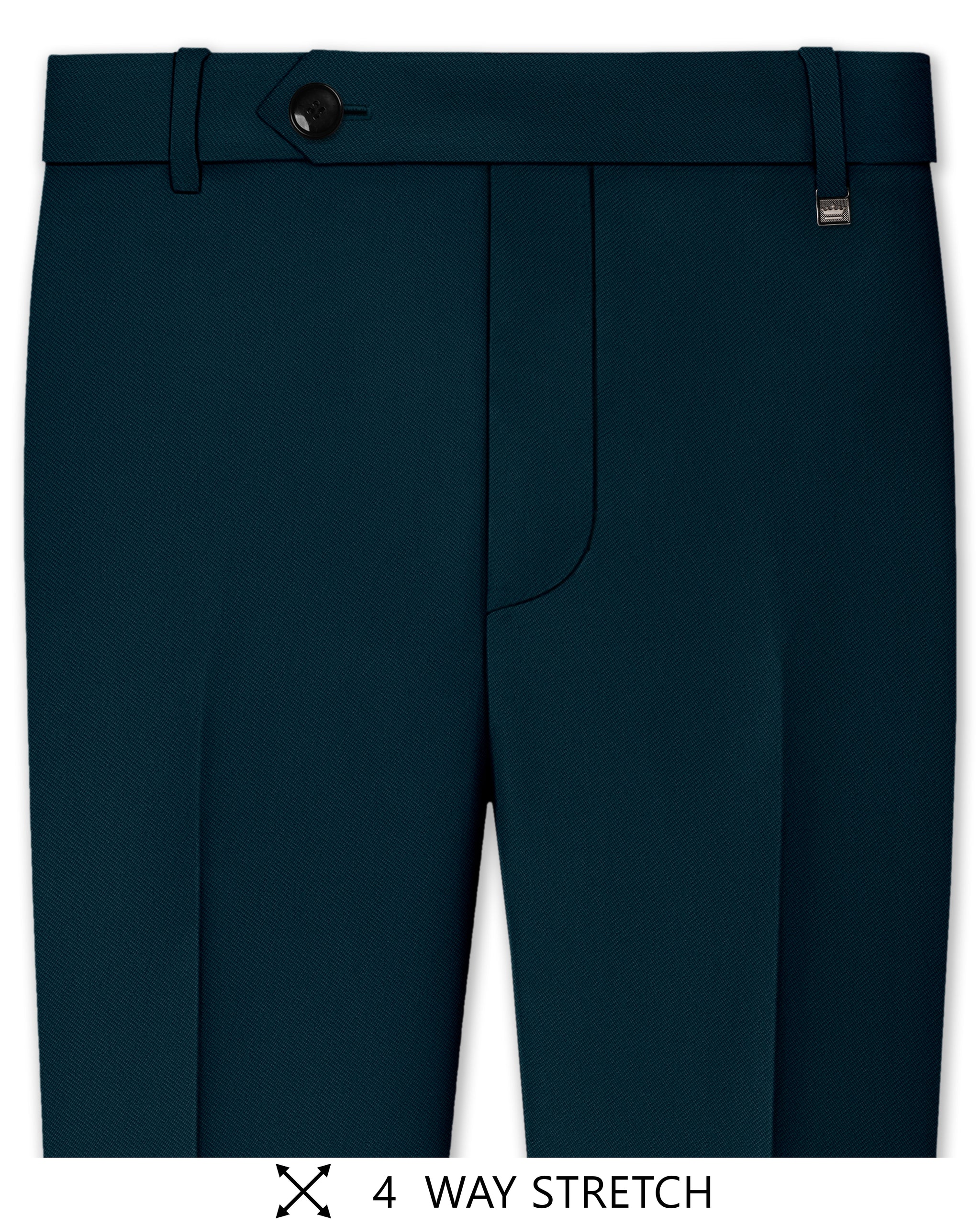Zephyr-Korean Teal Green Solid Premium Wool Rich Pant For Men.