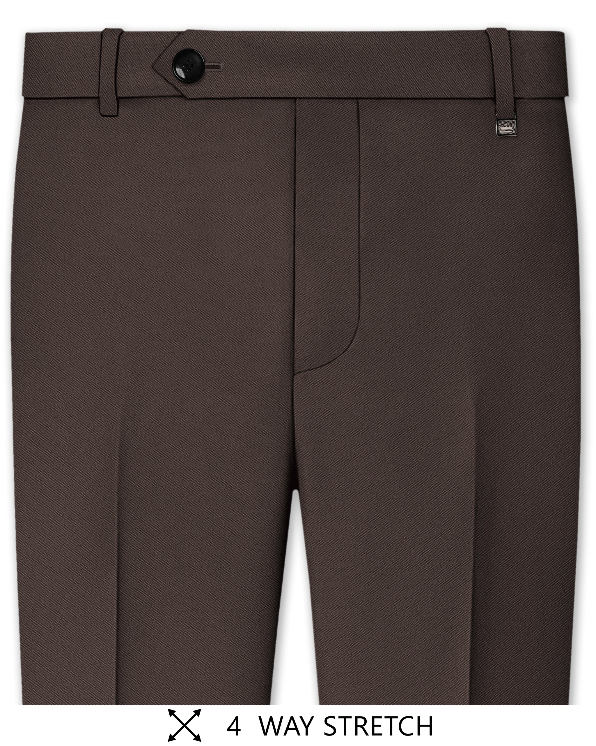 Serein-Korean Taupe Brown Solid Premium Wool Rich Pant For Men.