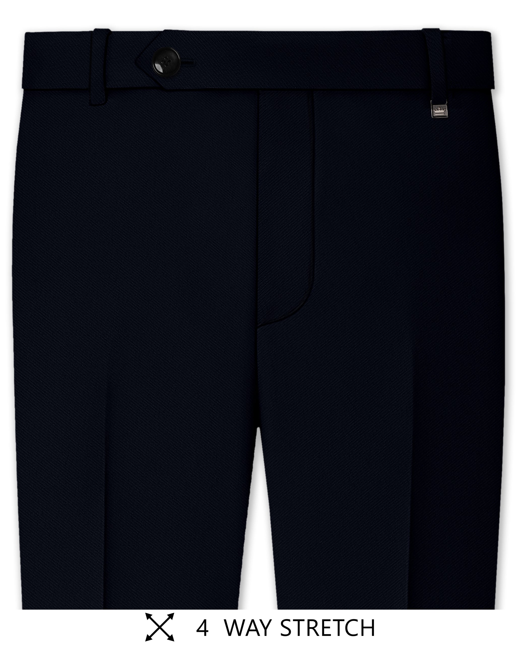 Nero-Korean Tealish Navy Solid Premium Wool Rich Pant For Men.