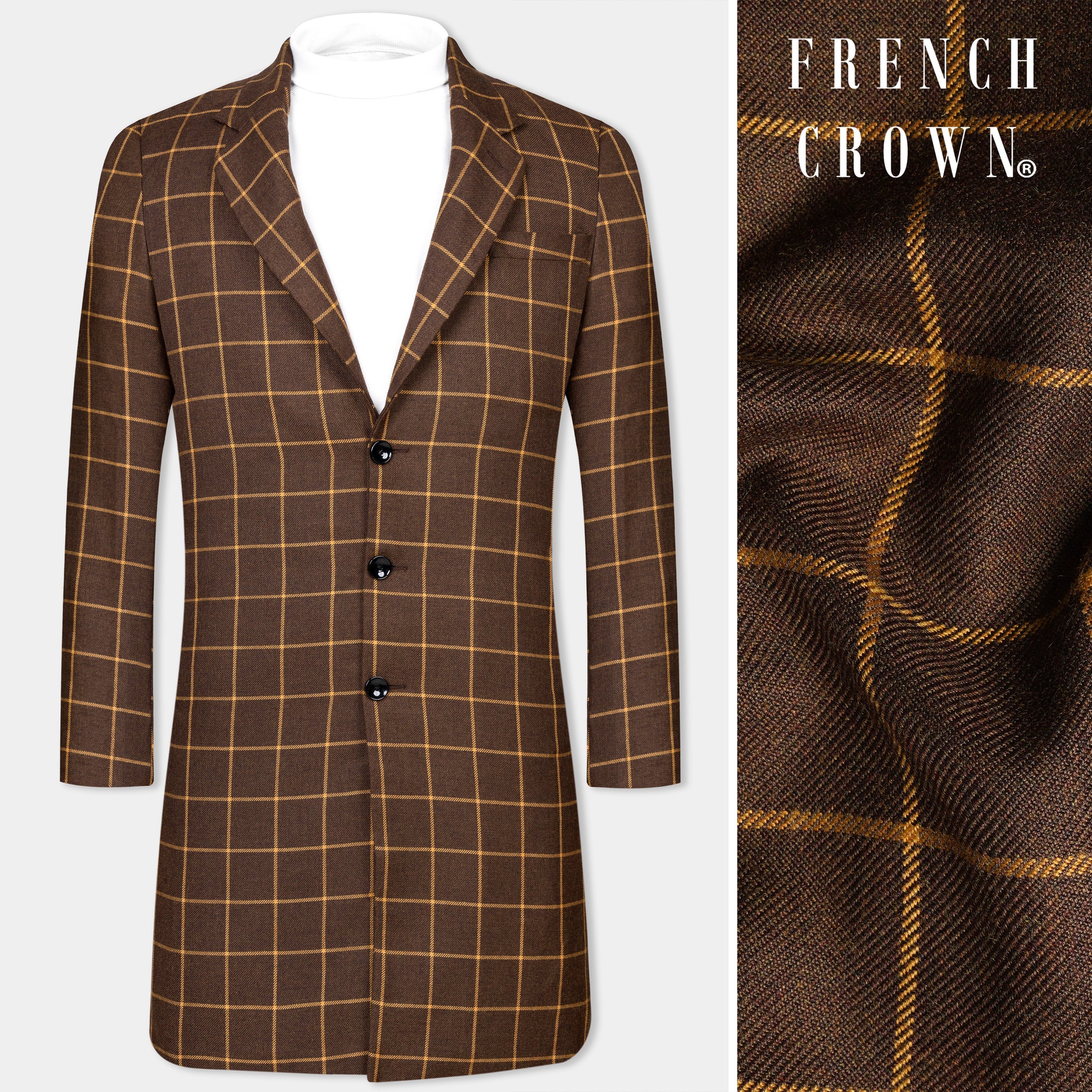 Eclipse Brown Checks-Plaid Premium Wool Blend Single Breasted ...