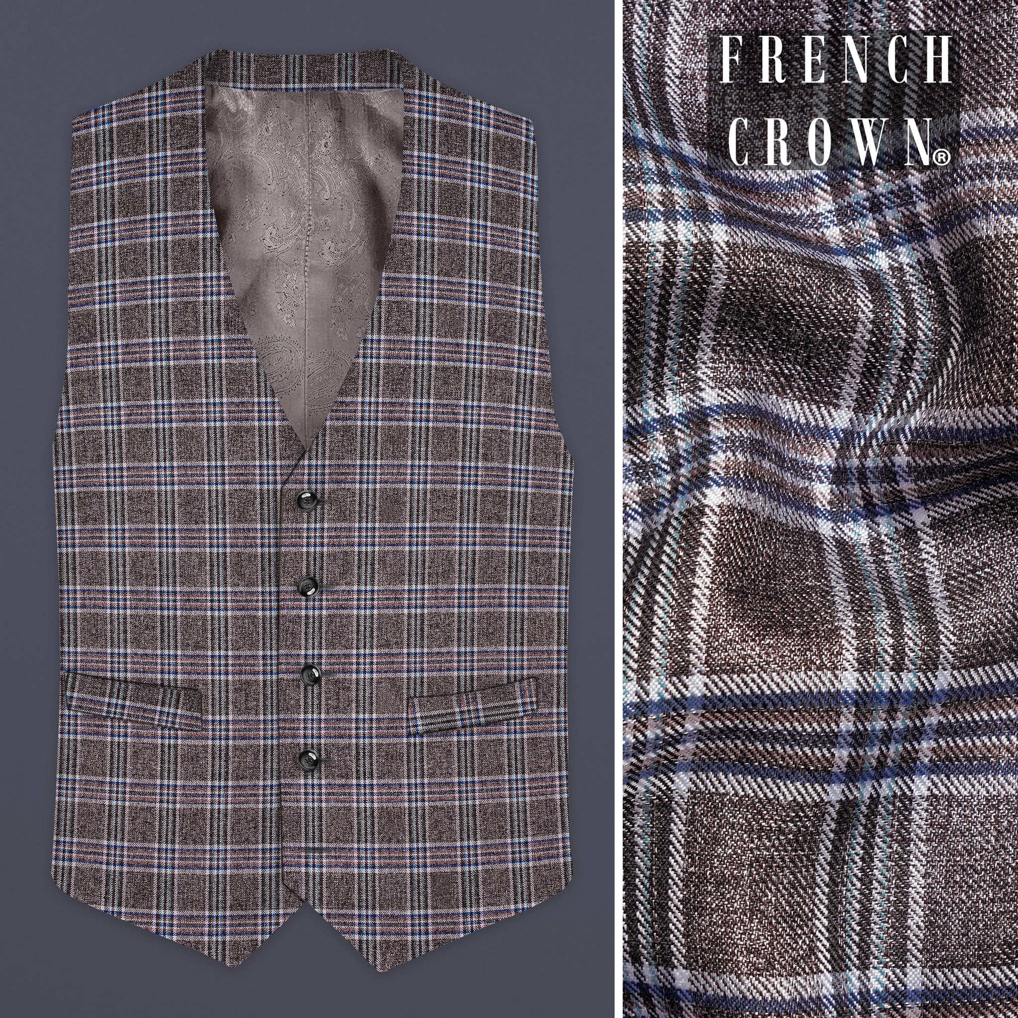 Ironside Gray And Cloud Burst Blue Checks-Plaid Premium Wool Blend ...