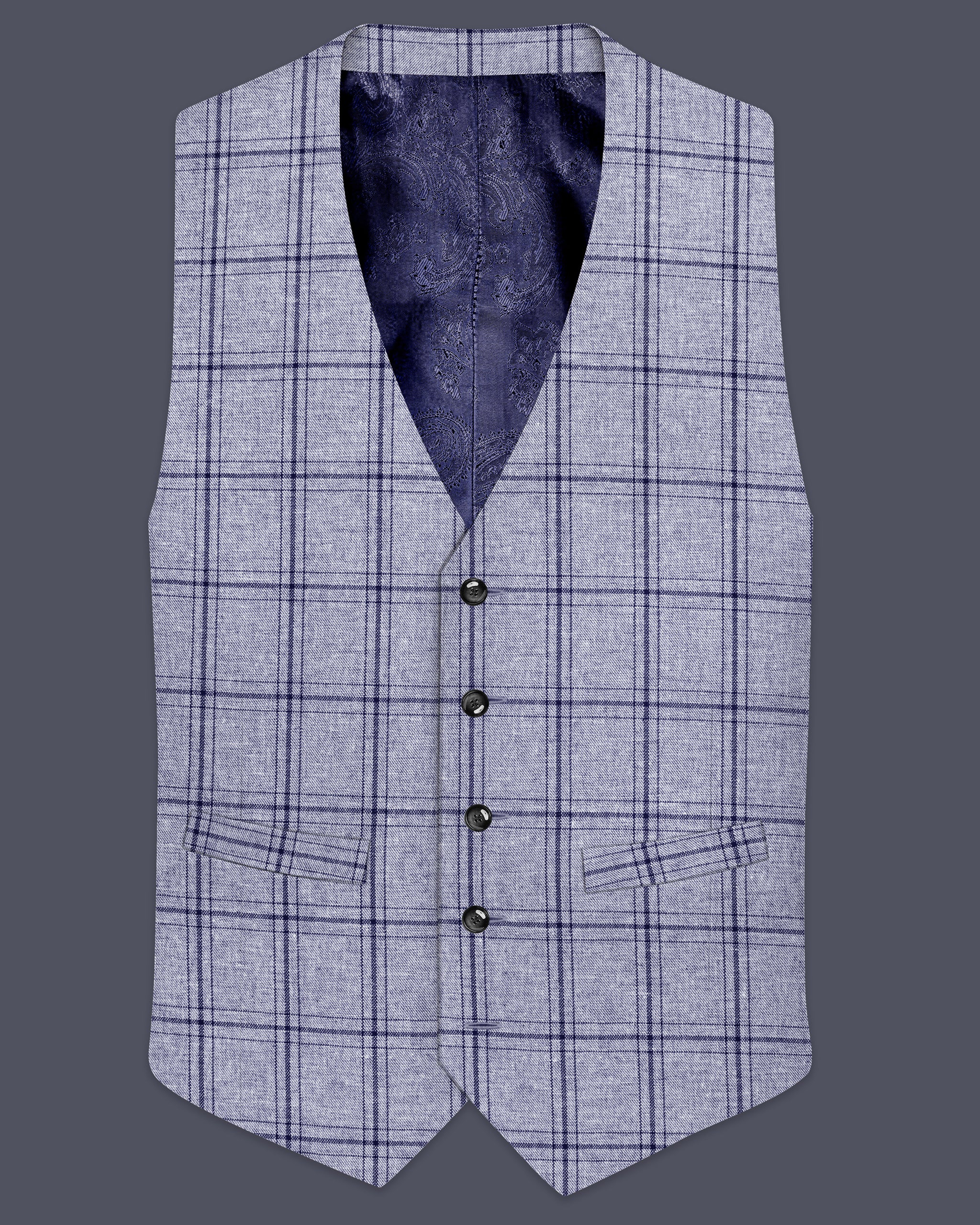 Gallery Grey Checks-Plaid Premium Cotton Waistcoats For Men