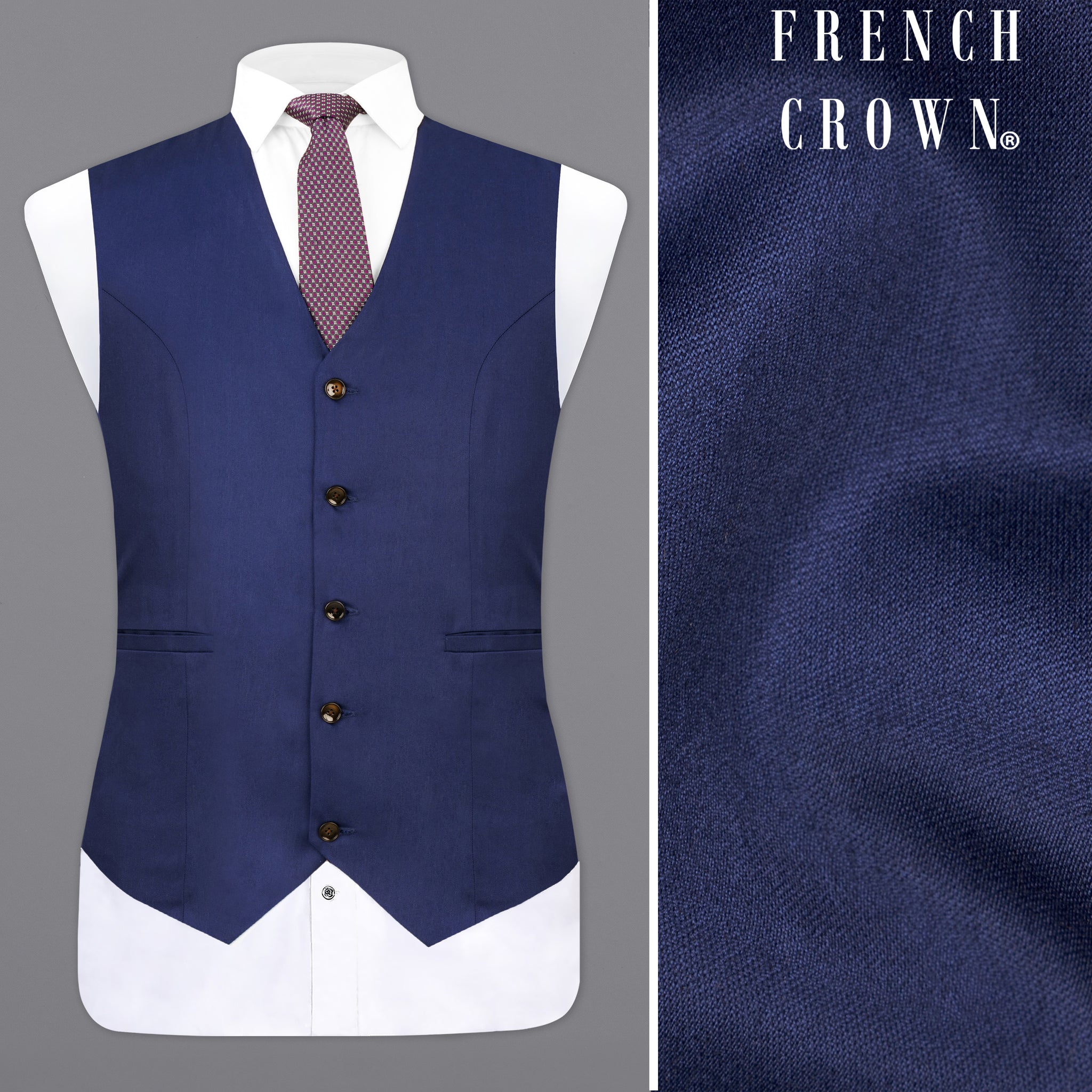 Cloud Burst Blue Textured Premium Terry-Rayon Wedding Waistcoats For Men.