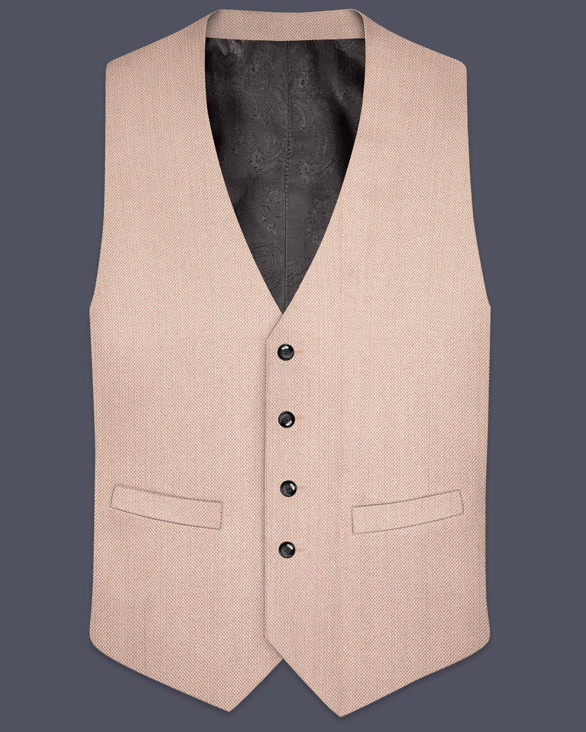 Thistle Brown Textured Premium Terry Rayon Wedding Waistcoats For Men.