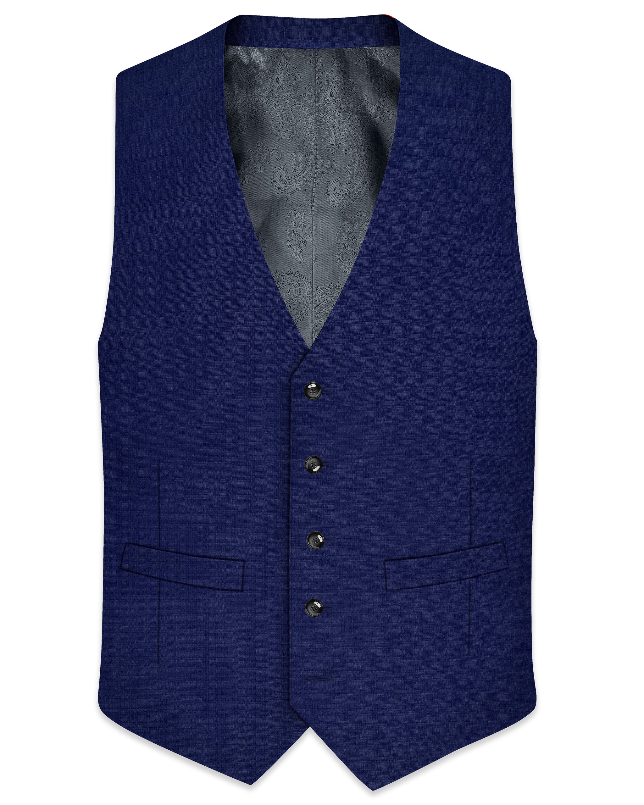 Cloud Burst Blue Textured Premium wool blend Wedding Waistcoats For Men.