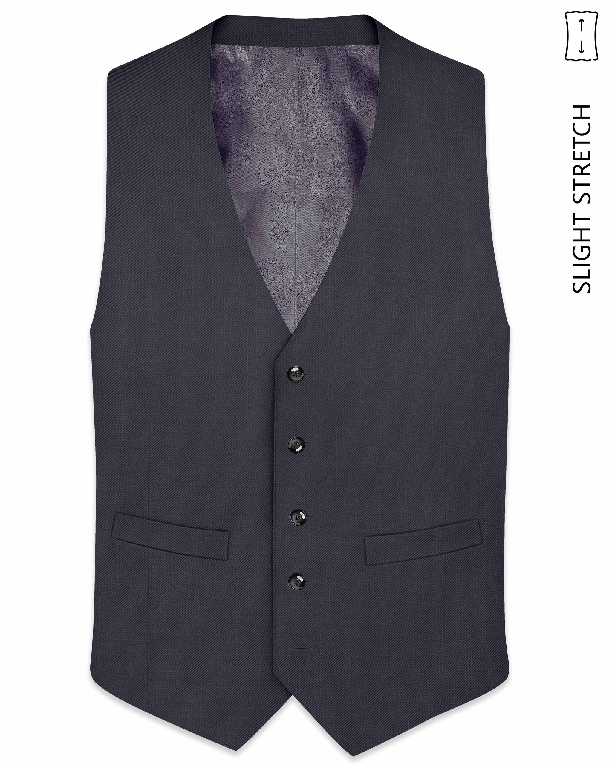 Vogue-Glaucous Gray Solid Premium Wool Rich Waistcoat For Men.