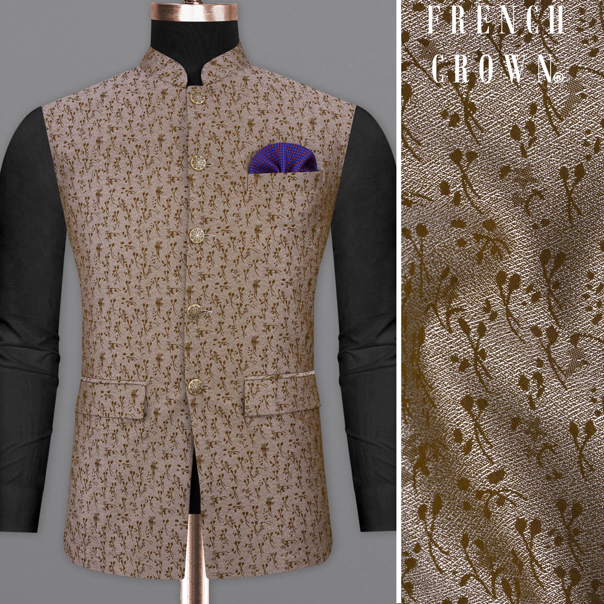 Bronzetone Ditzy Textured Premium Waistcoats For Men