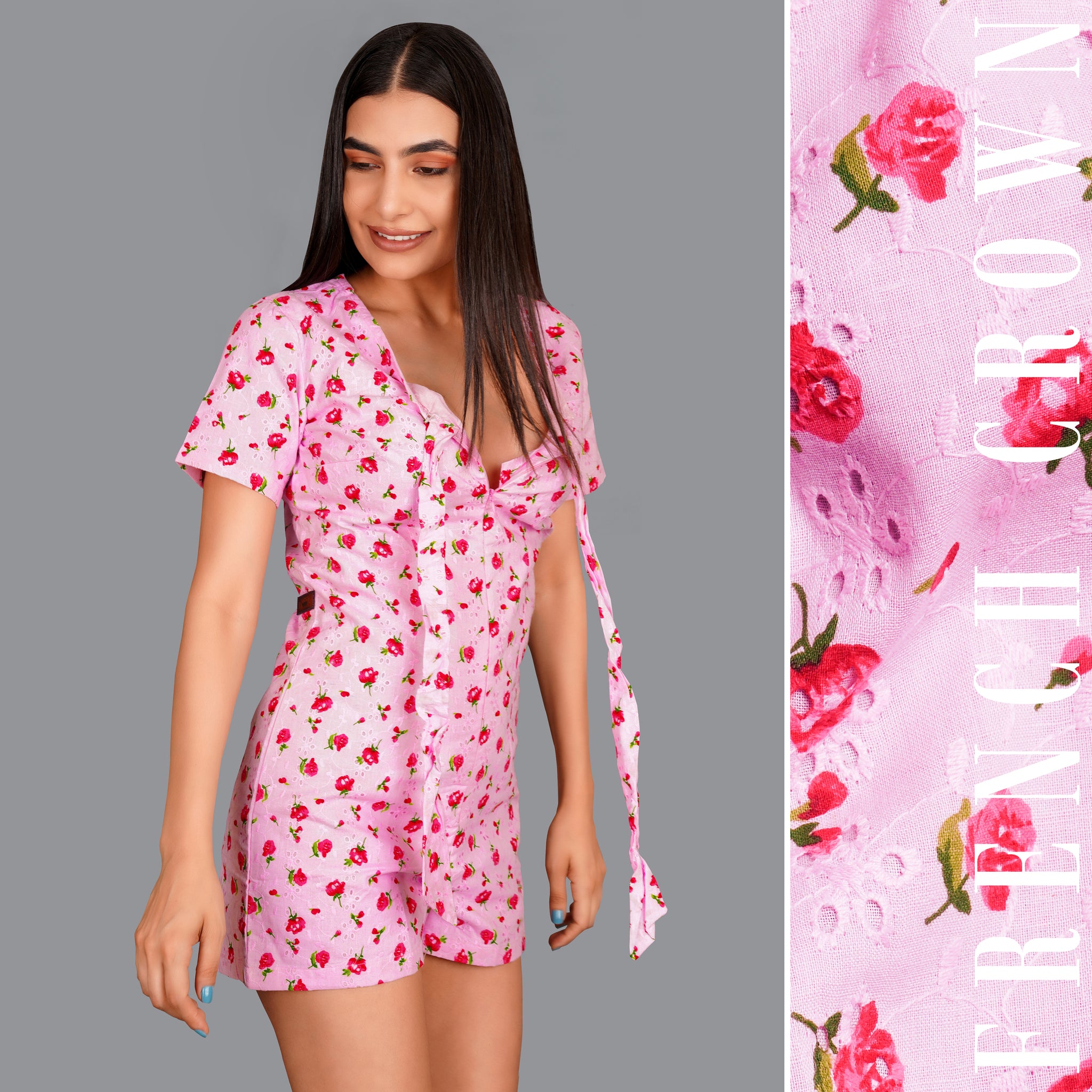 Blossom Pink Casual Prints Premium Cotton Dress For Women