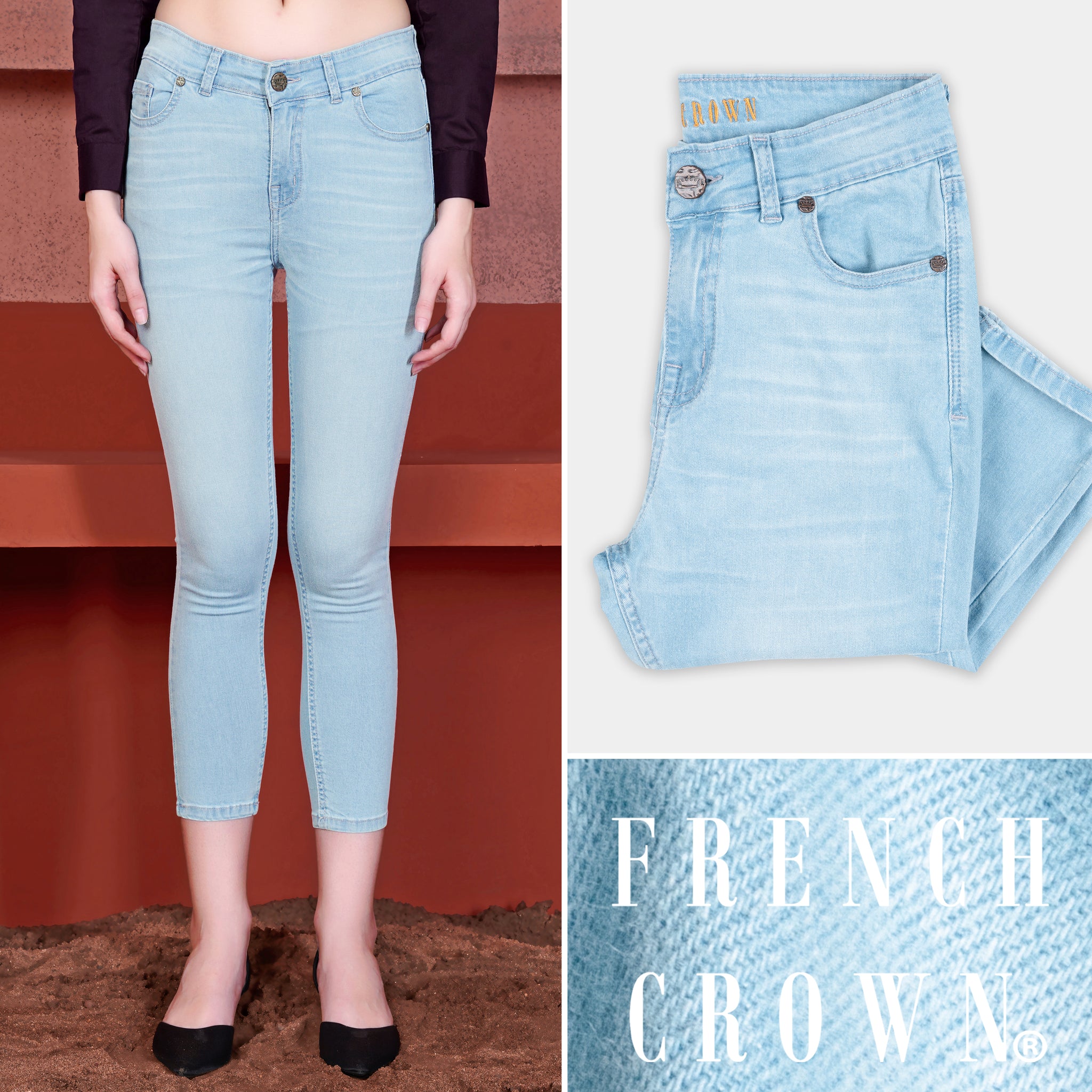 Casper Blue Skinny Fit Mid-Rise Clean Look Denim Womens Jeans