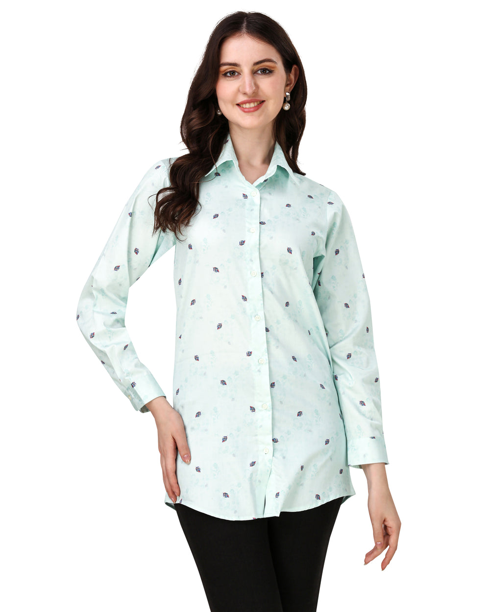 Cyan Green Plain-Solid Regular Fit Cotton Pant For Women