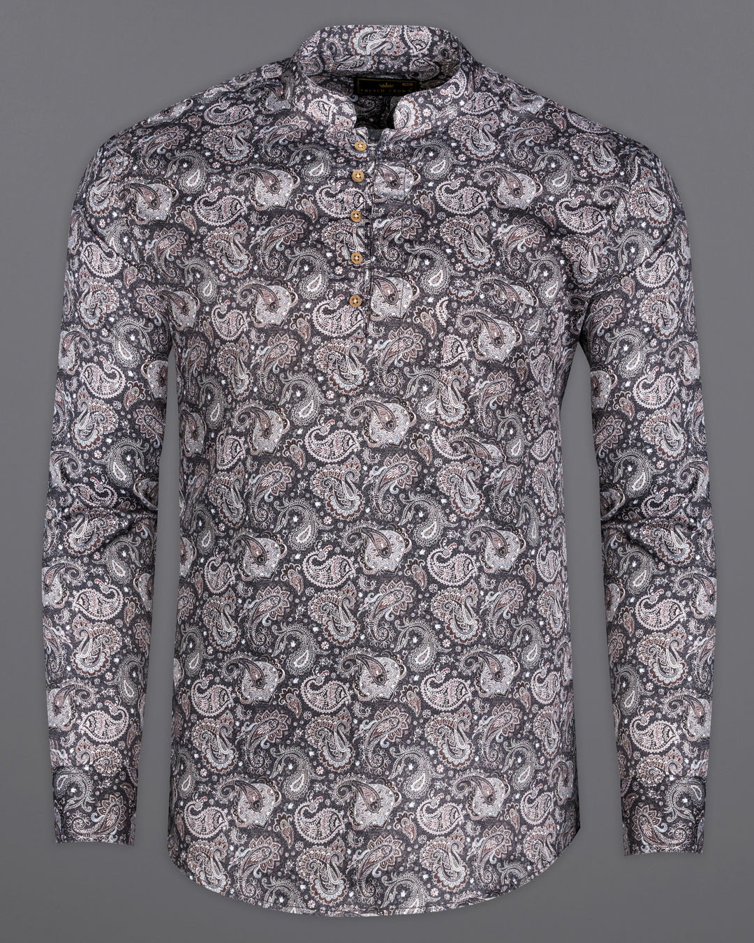 Tuna Gray and Copper Paisley Printed Super Soft Premium Cotton Kurta ...