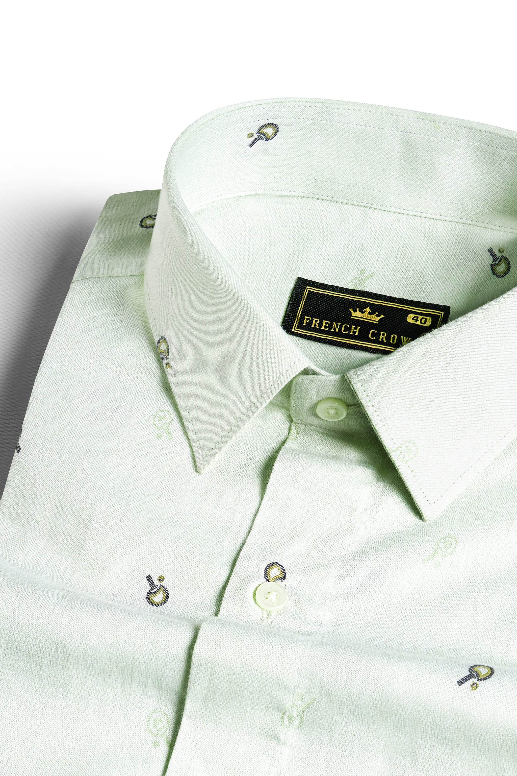 Eggshell Green Formal/Casual Textured Premium Cotton Jacquard Shirt For Men