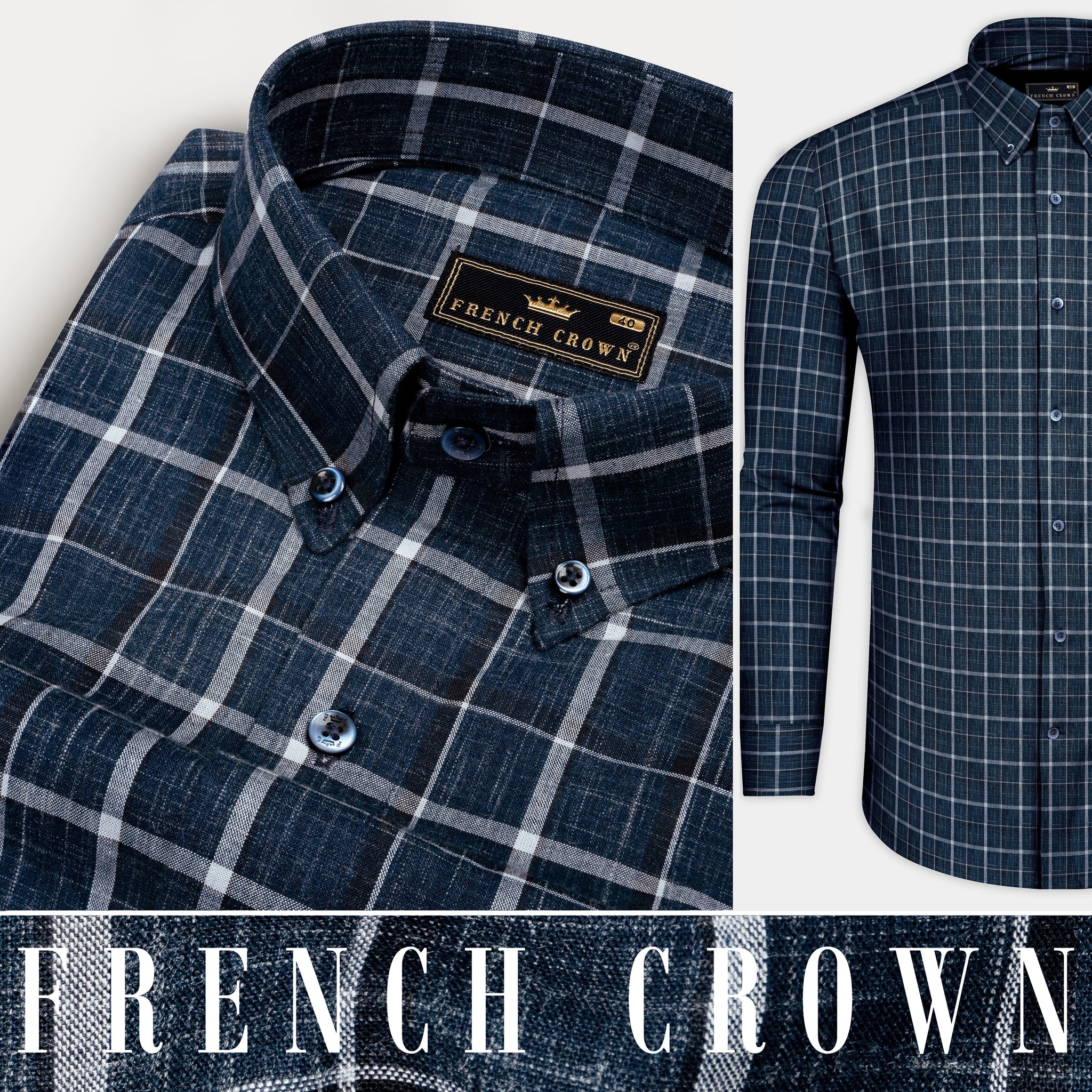 Cloud Burst Blue and Jade Black Formal / Casual Checks-Plaid Premium ...