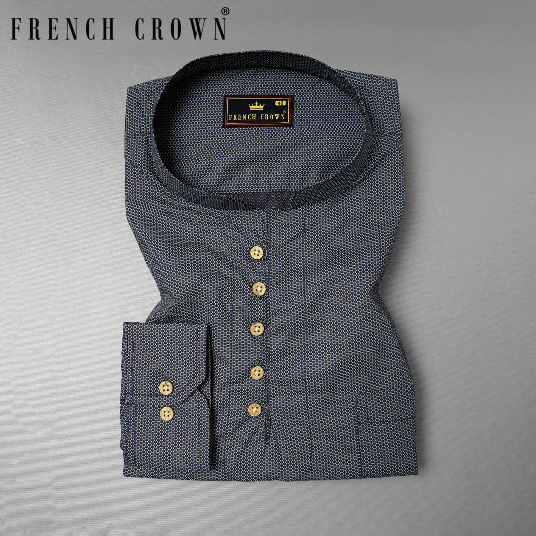 Jade Black Textured Premium Cotton Indian Kurta Style Shirt For Men ...