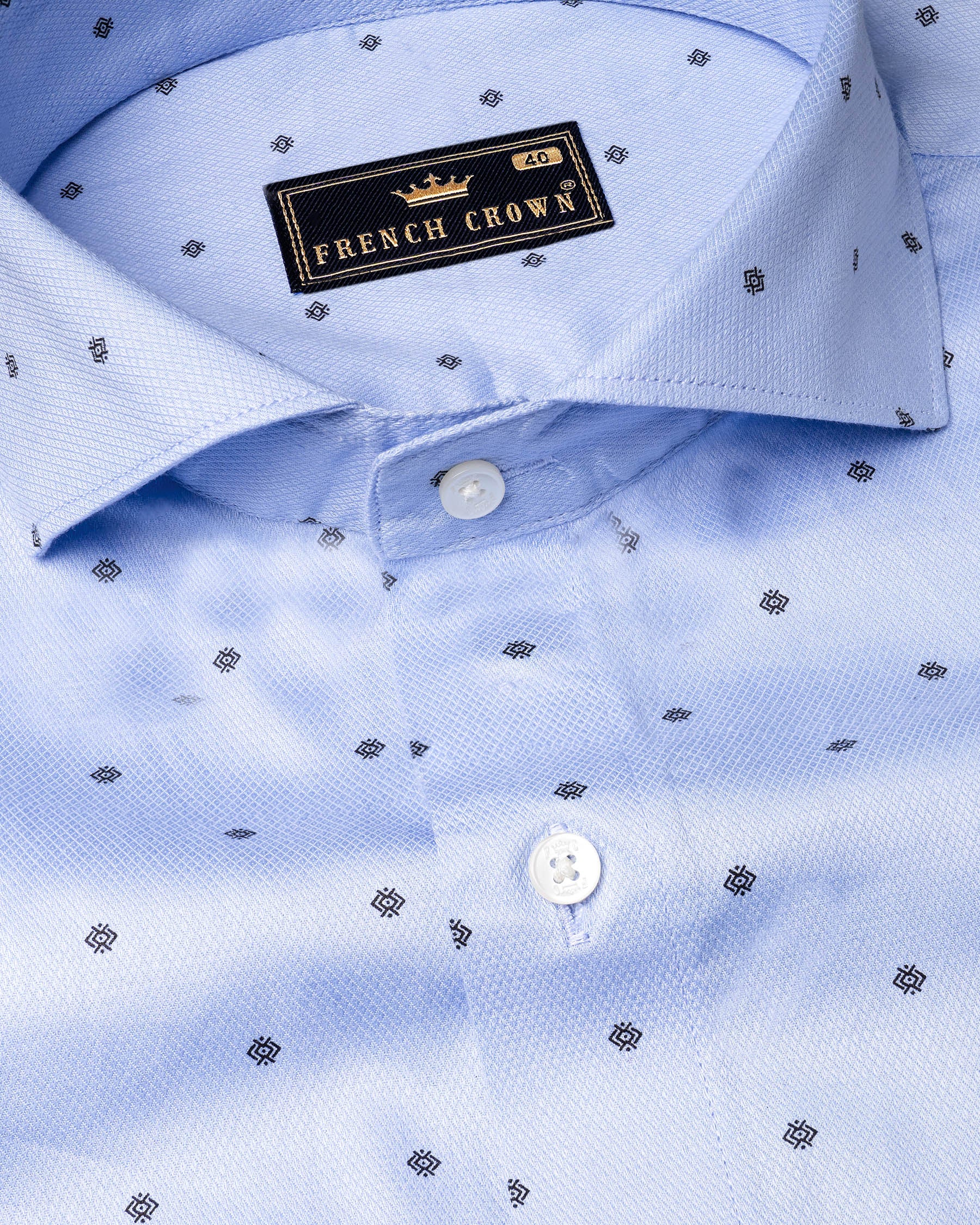 Periwinkle Blue Prints Formal Premium Cotton Shirt For Men - Snitch Shirts