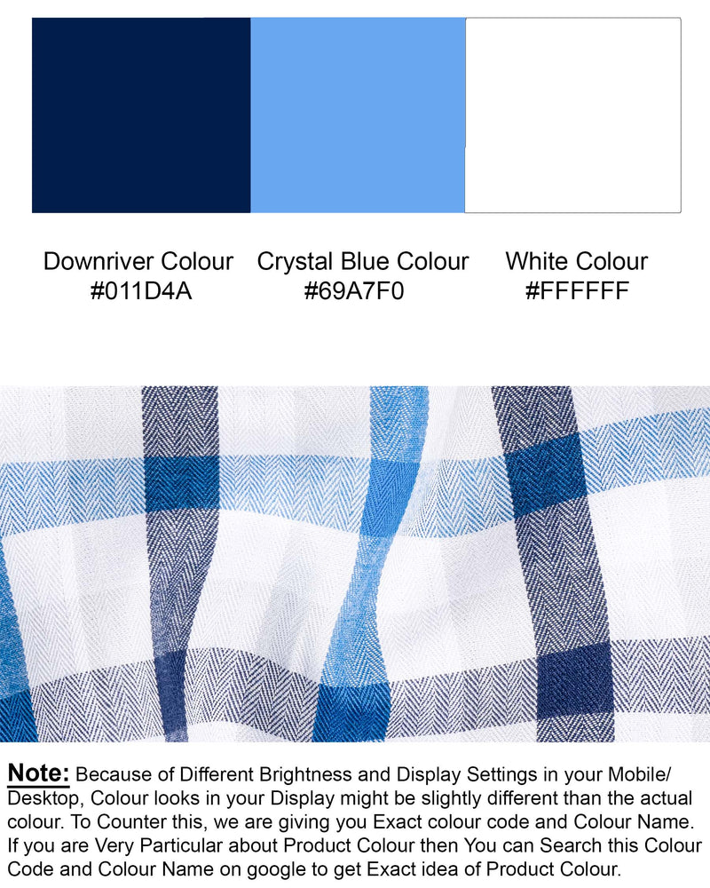Downriver with Crystal Blue Plaid Herringbone Shirt 6638-BD-38,6638-BD ...
