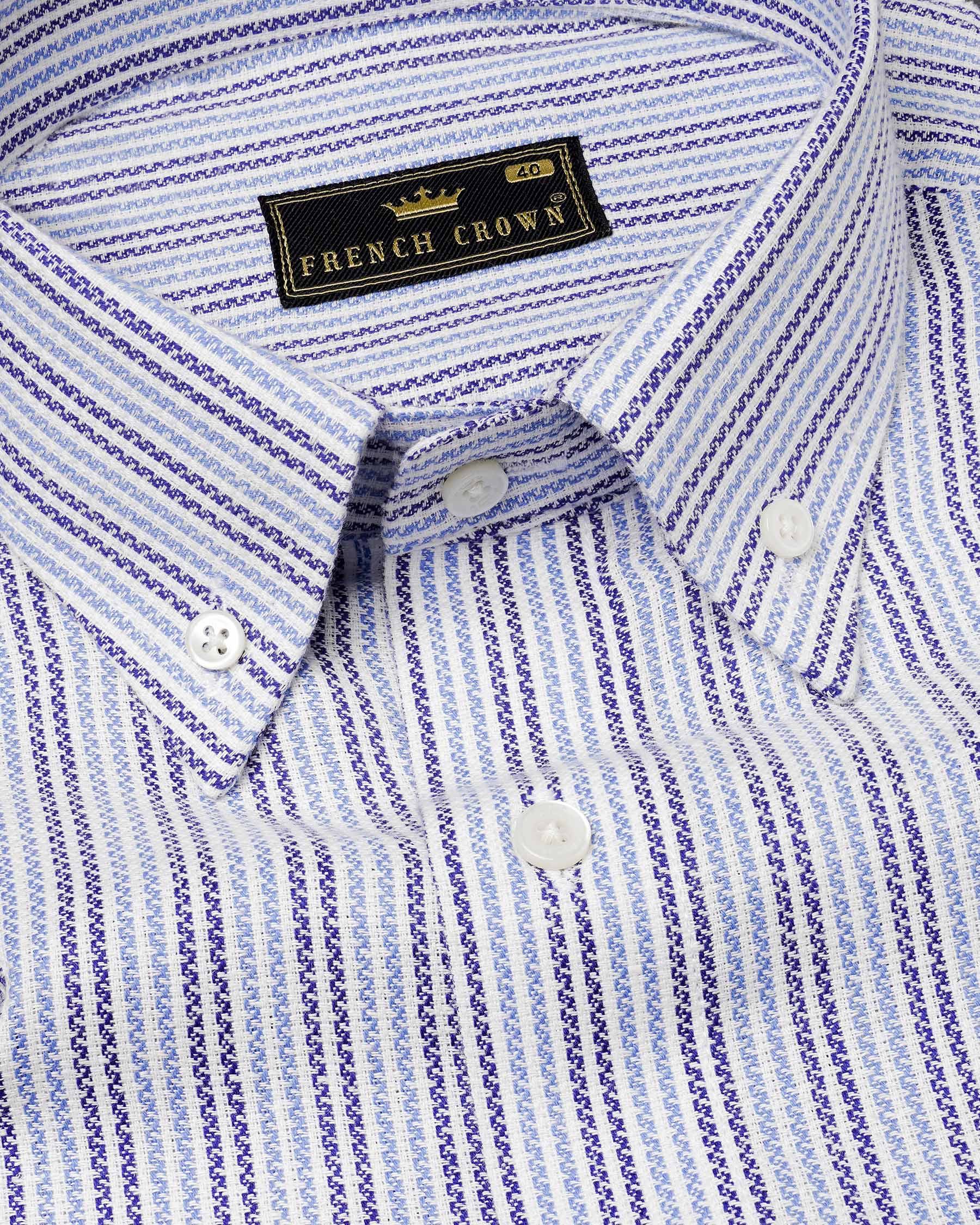 Meteorite with Pale Cerulean Blue Formal/Casual Stripes Premium Cotton ...