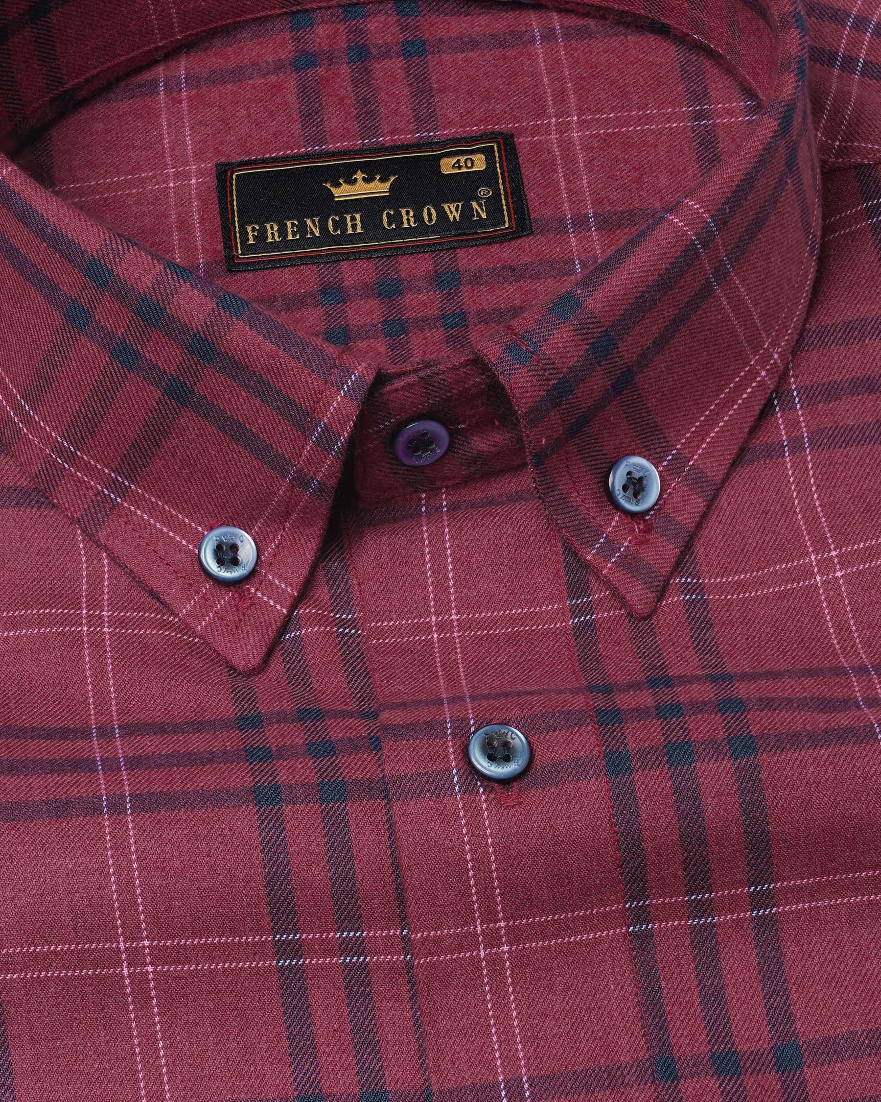 Camelot Red Casual Checks-Plaid Premium Cotton Button-Down Shirt For ...