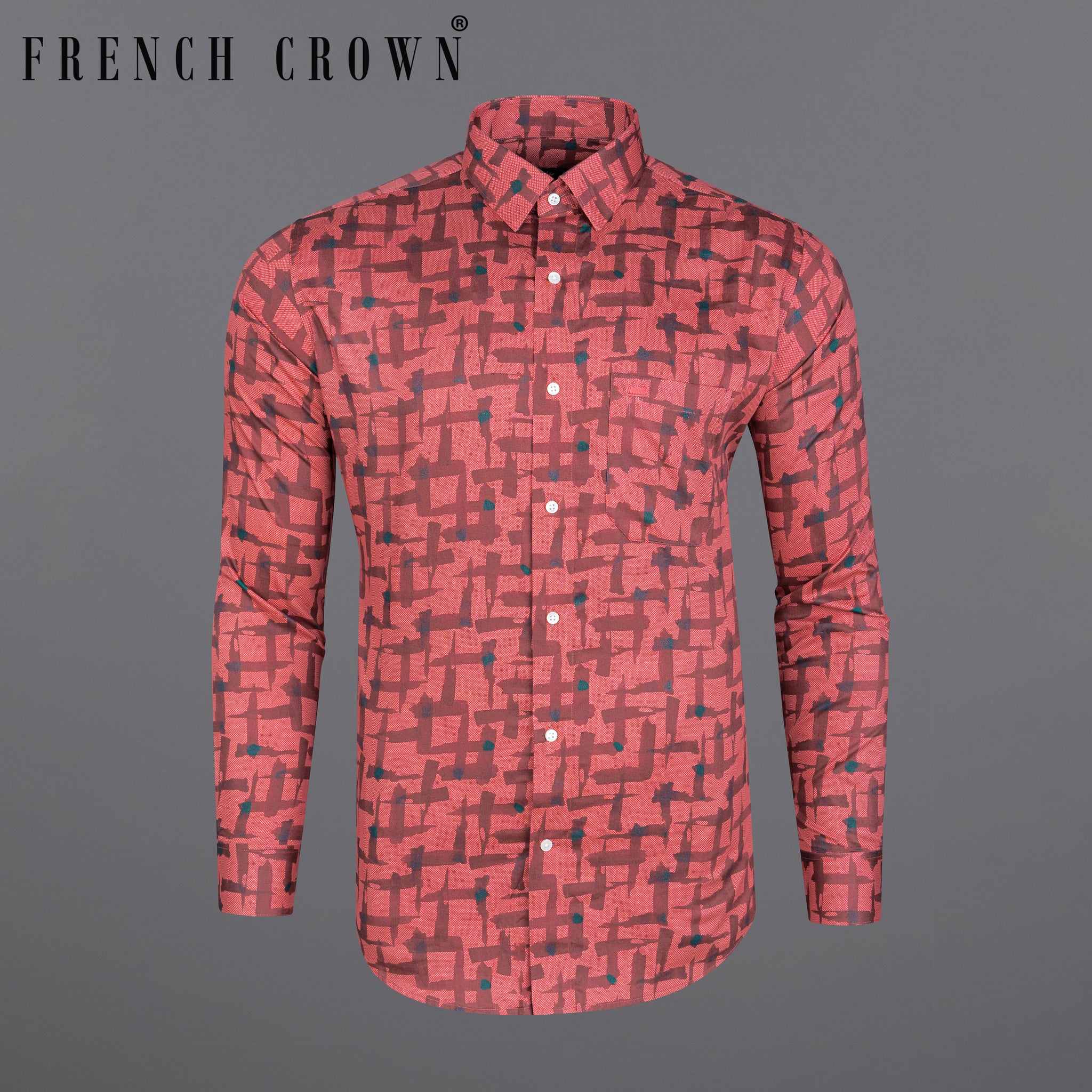 Pastel Pink with Deep Coffee Brown Casual Textured/Prints Premium ...