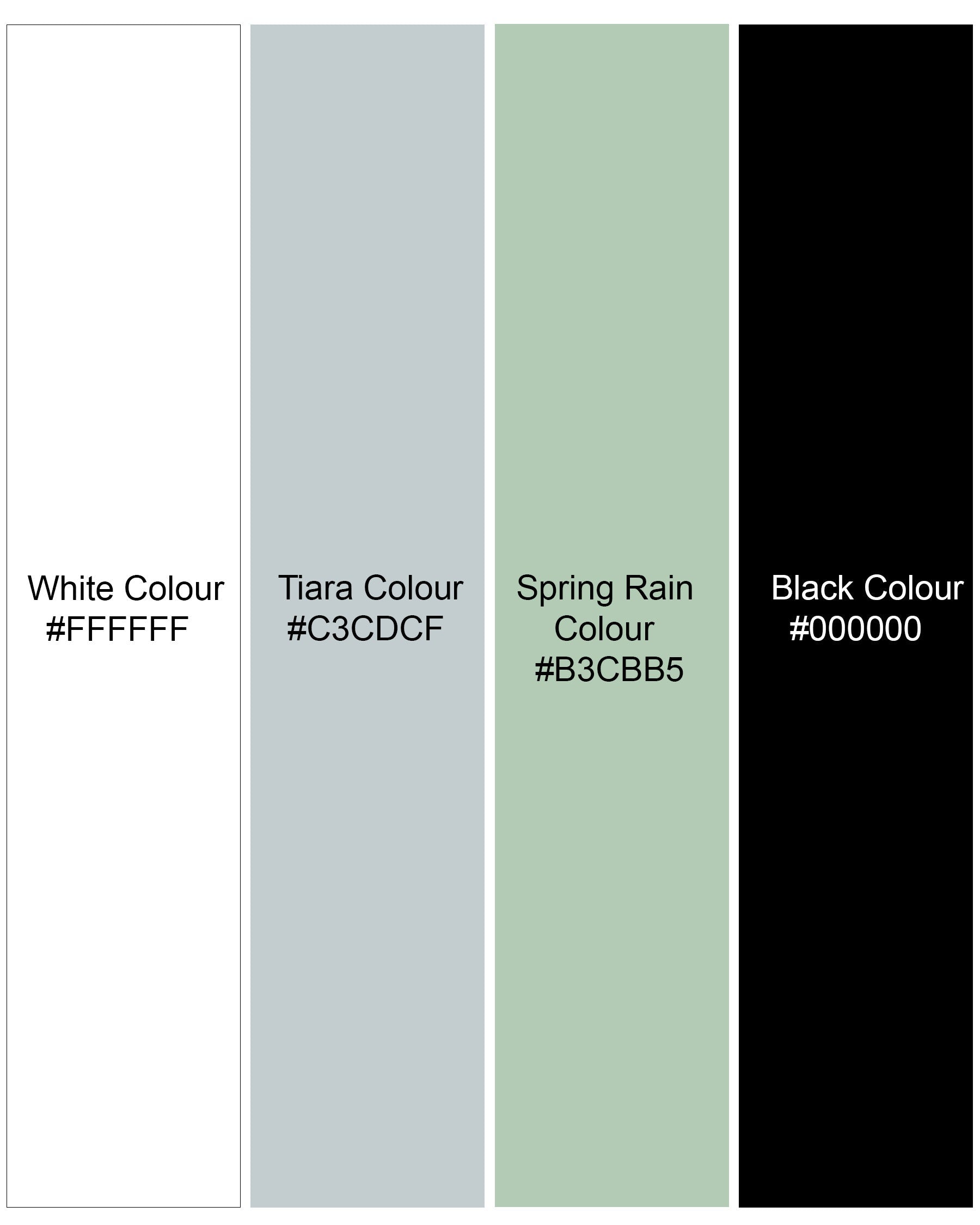 Bright White with Tiara Gray and Spring Rain Green Striped Super Soft ...