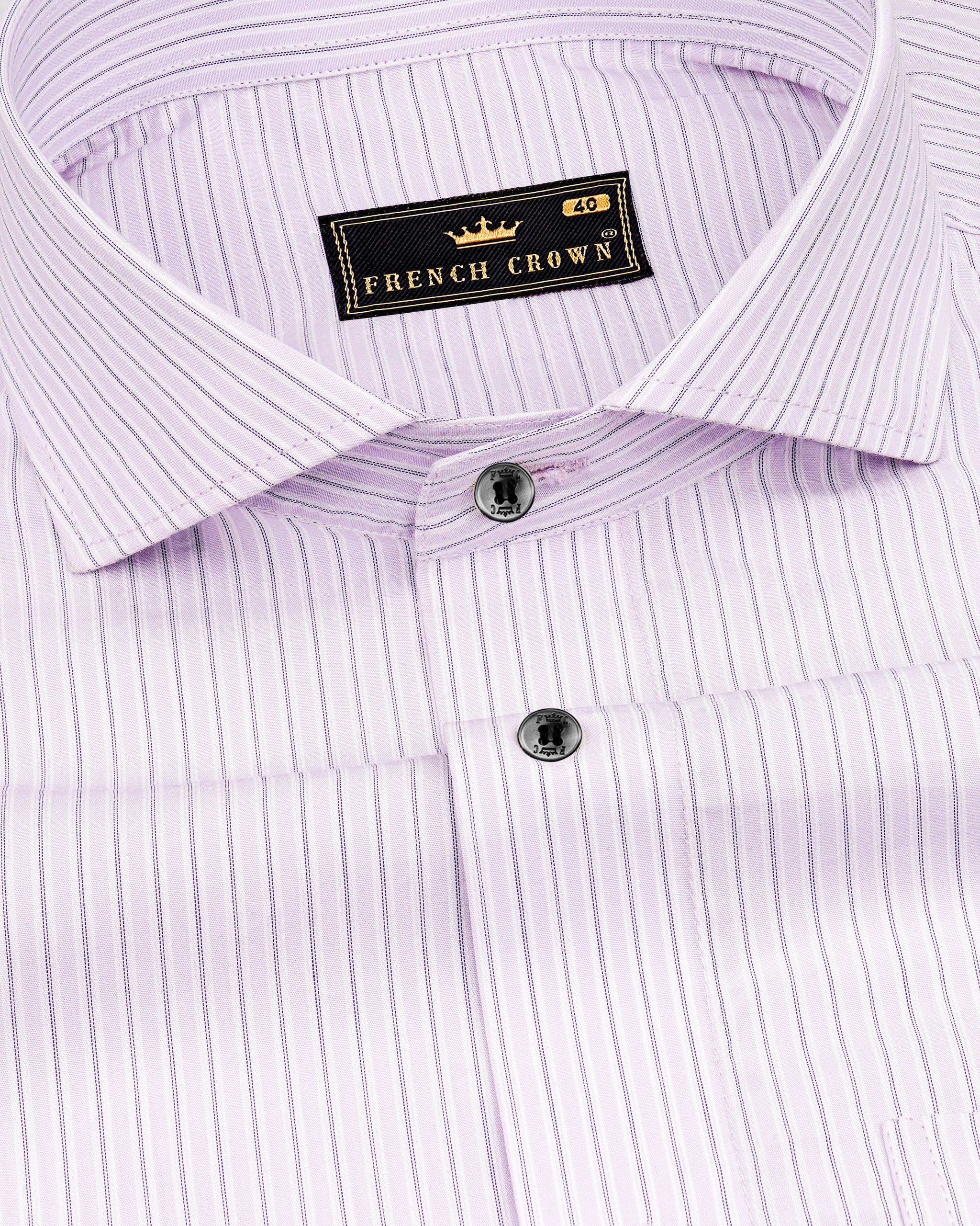 Prim Purple with Ebony Black Formal/Casual Stripes Premium Cotton Shirt ...