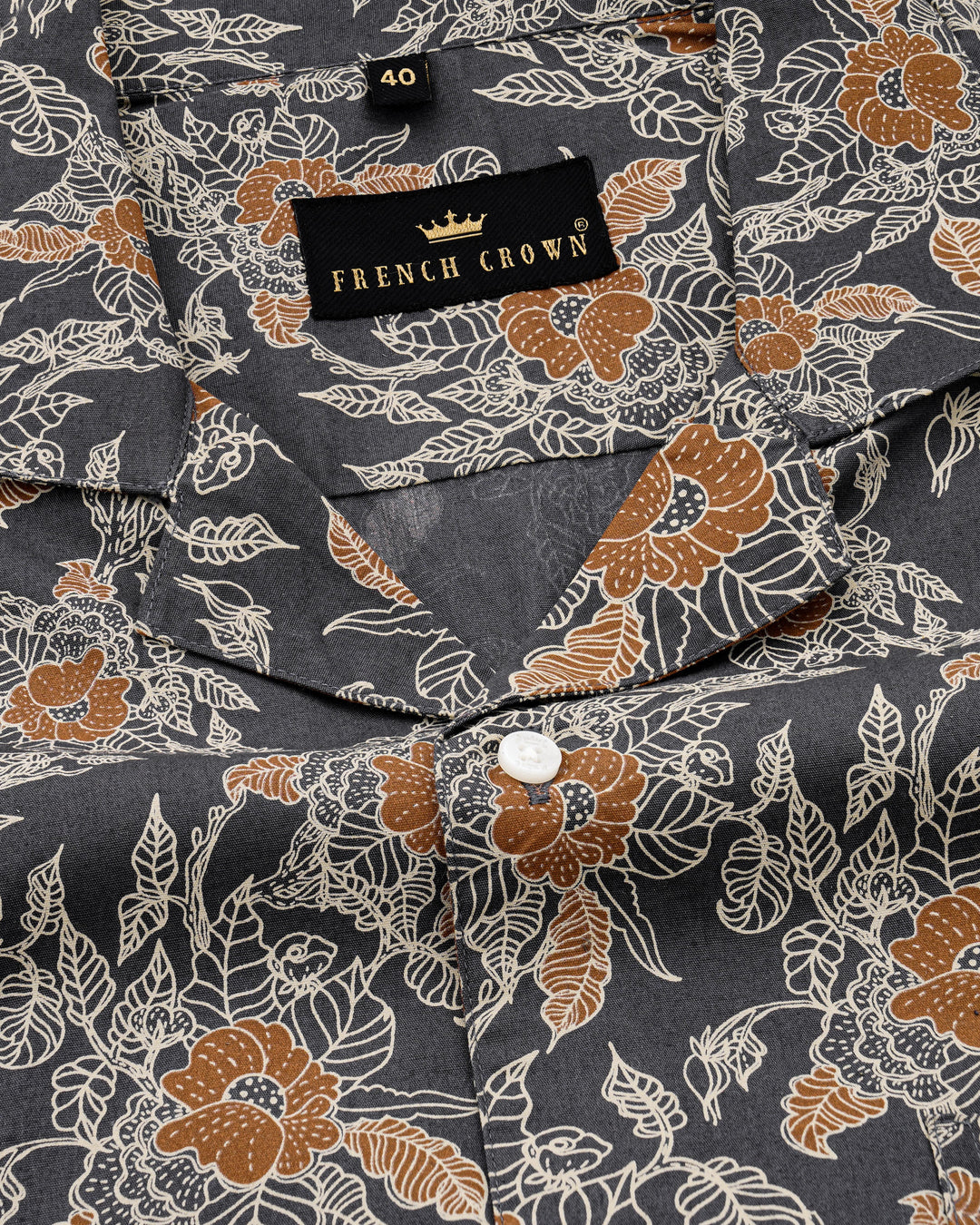 Iridium Gray Floral Printed Premium Cotton Shirt 8556-CC-38,8556-CC-H ...